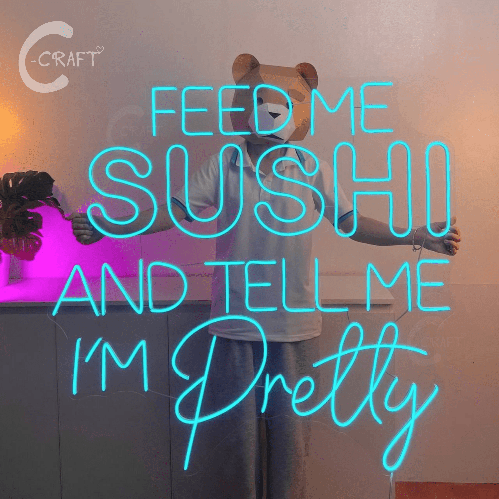 C-CRAFT Feed Me Sushi Neon Sign Led Light Up 33 inch for Sushi ...