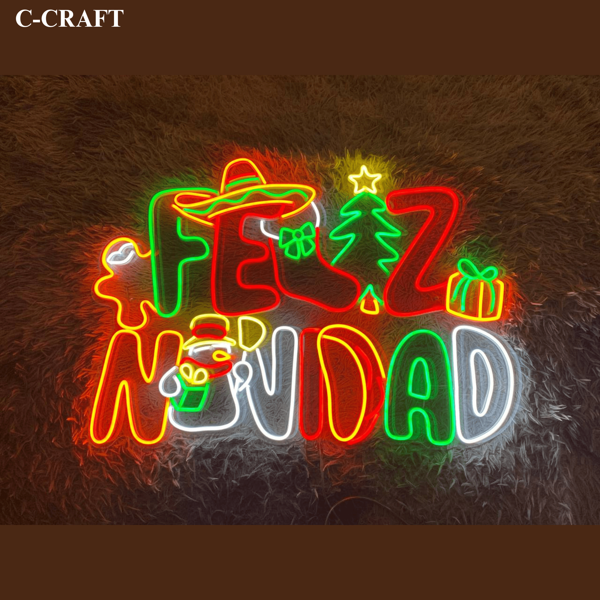 C-CRAFT Feliz Navidad Neon Sign LED Light 25 inch for Wall Decor ...