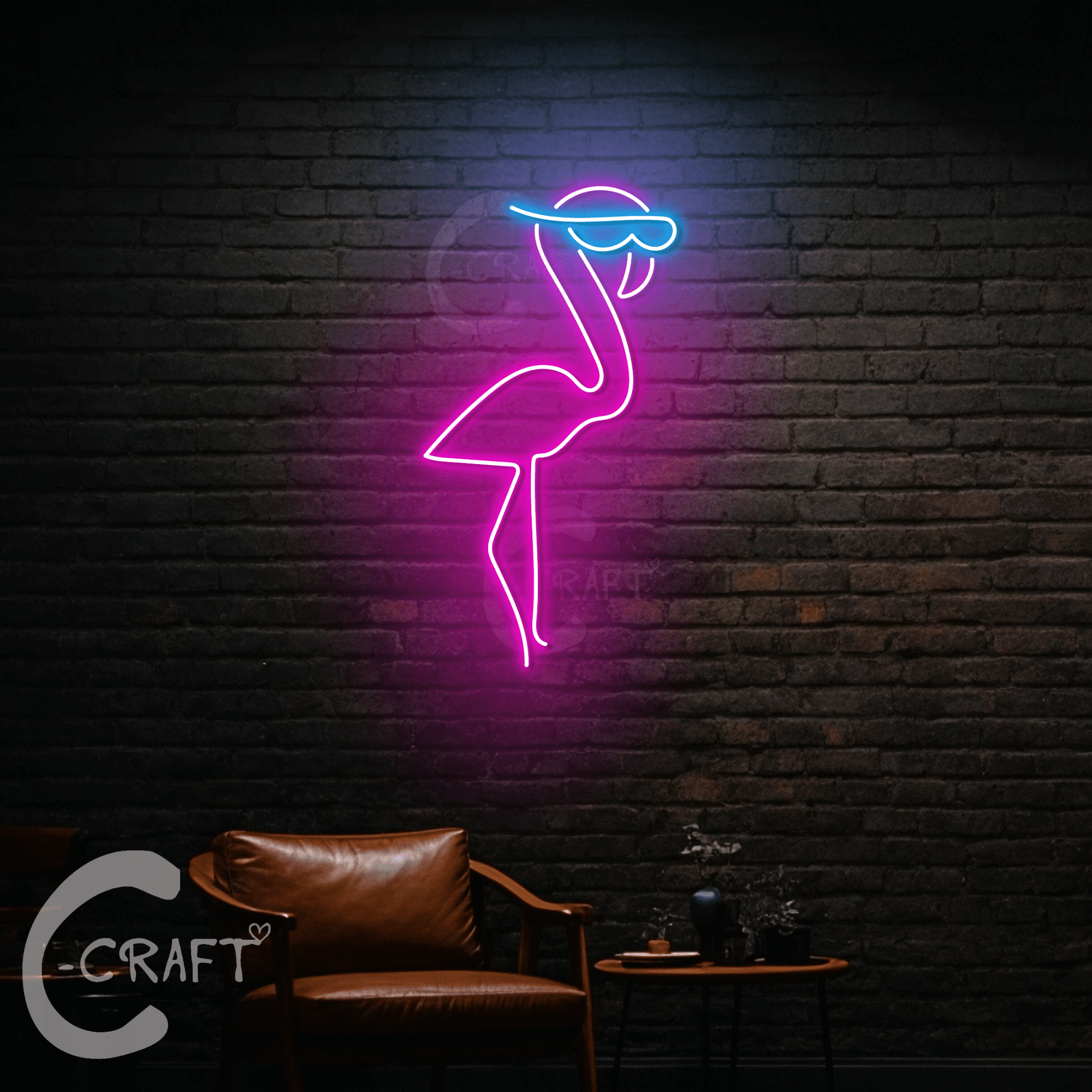 C-CRAFT Flamingo Neon Sign Led Light Up 20 inch for Bird Shop Wall Art ...