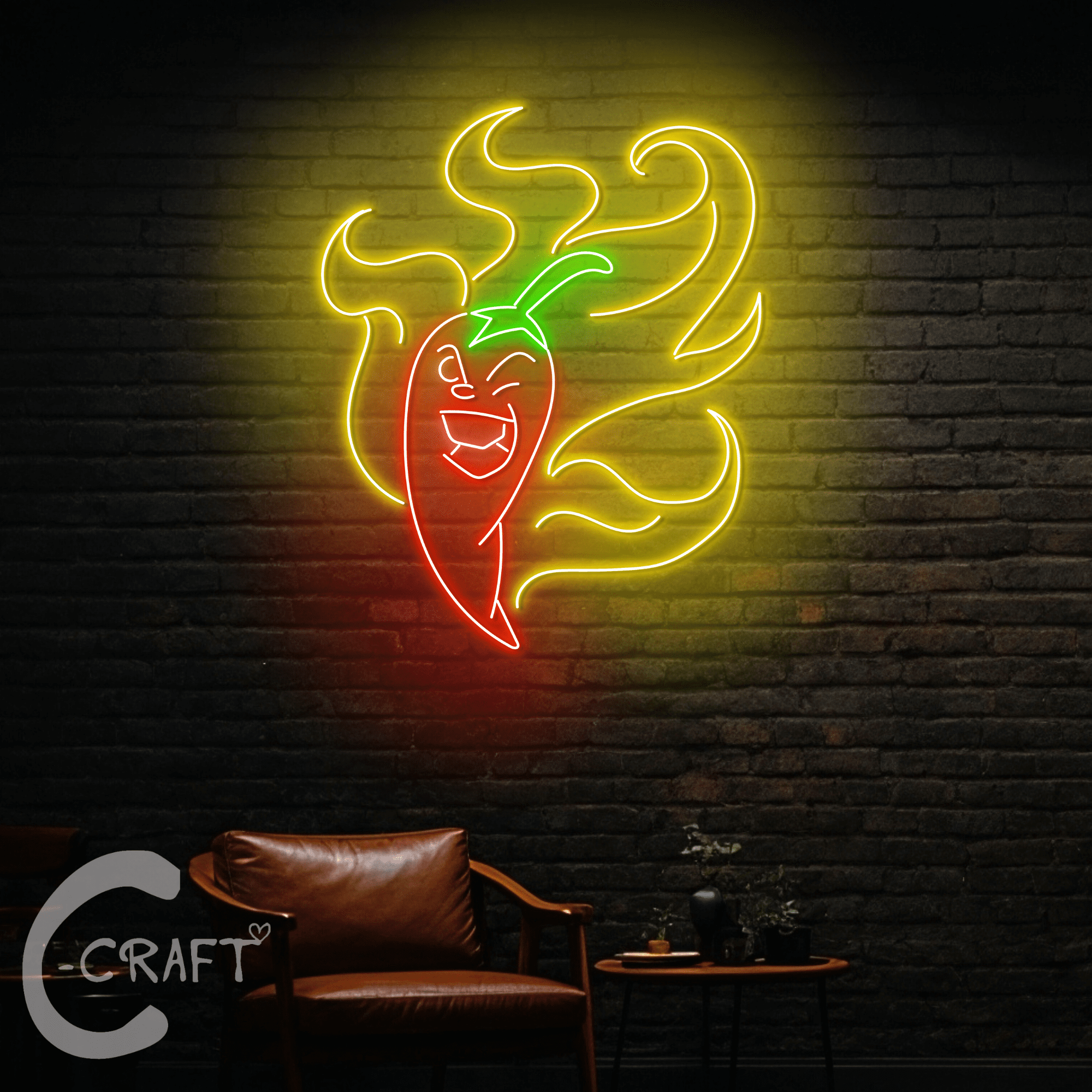 C-CRAFT Fire Chilli Pepper Neon Led Light Up 35 inch for Spicy Food ...