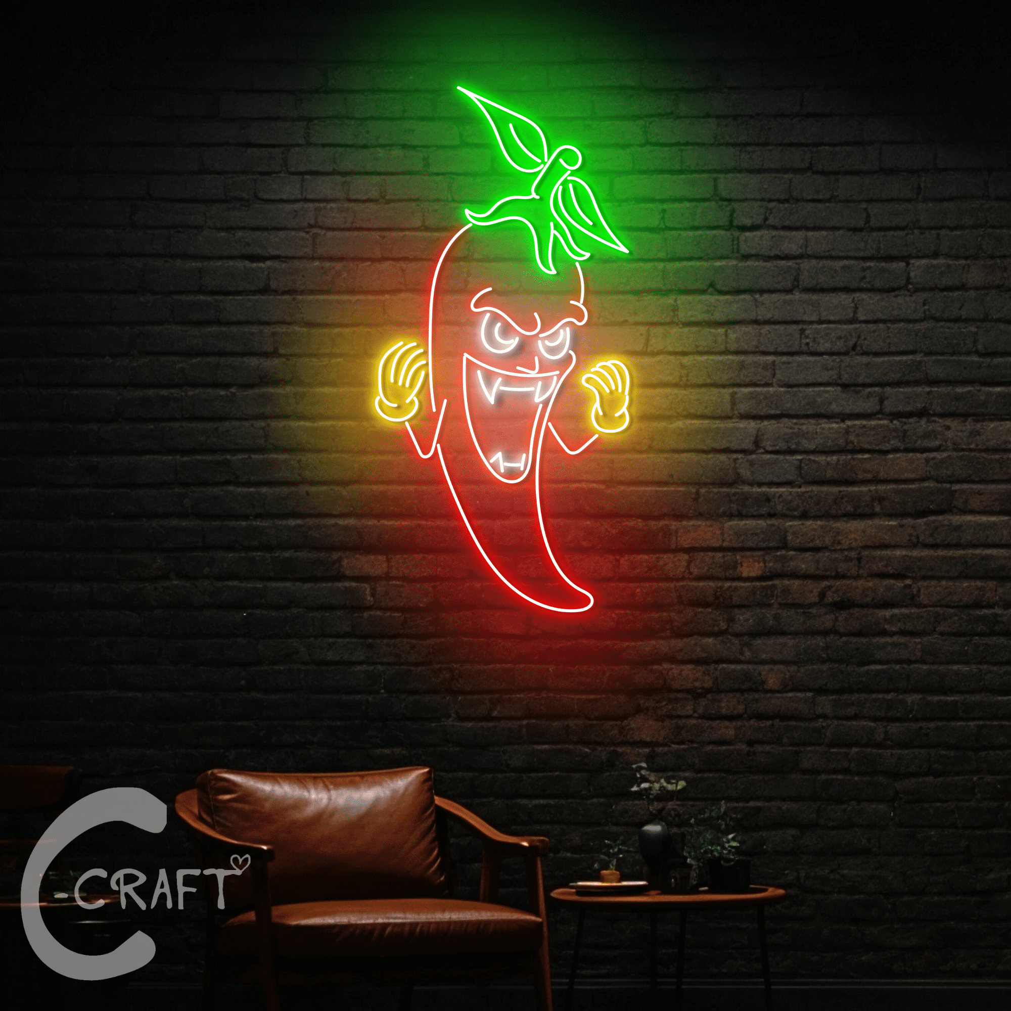 C-CRAFT Fire Red Chilli Neon Led Light Up 30 inch for Mexican Food ...