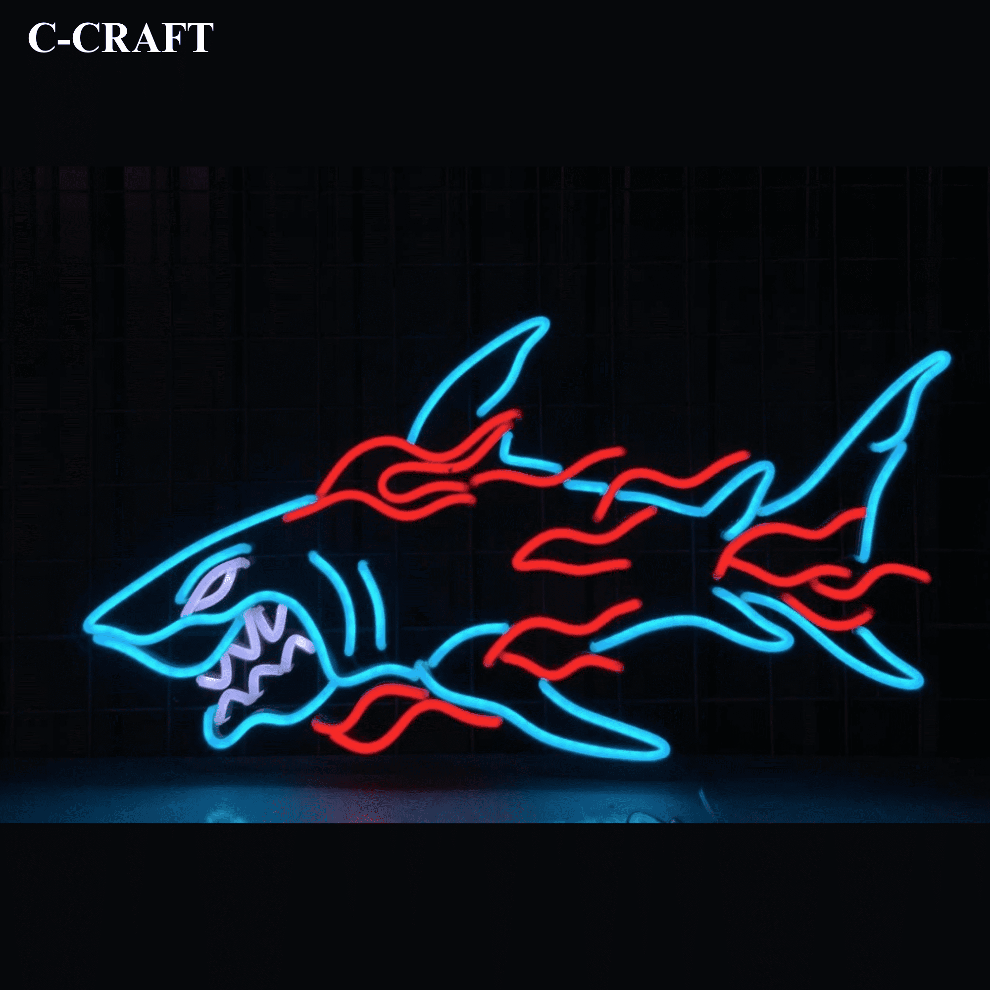 C-CRAFT Fire Shark Neon LED Light Acrylic Wall Decorations For Bedroom ...