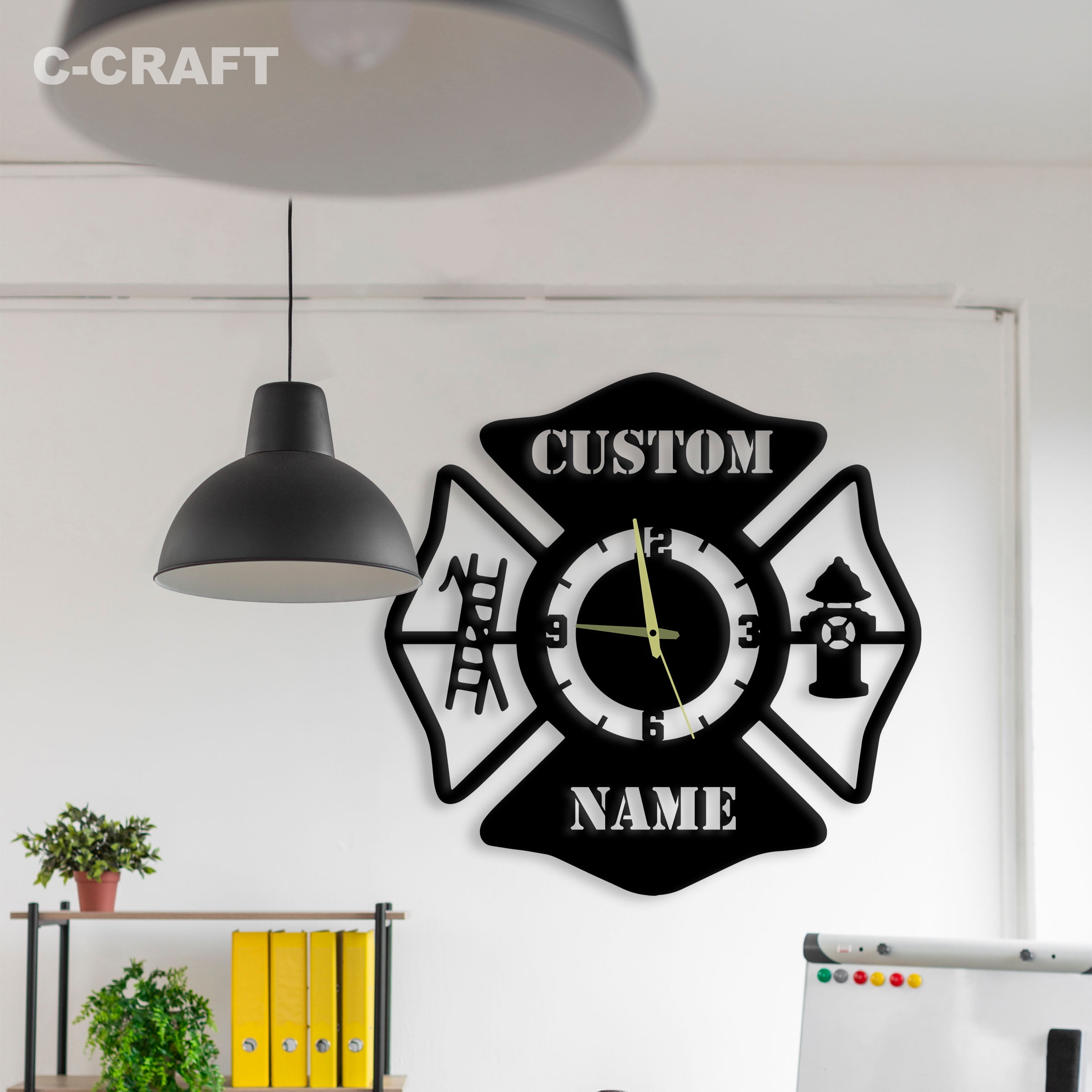 C-CRAFT Firefighter Maltese Cross Modern Wall Clock Silent 14 Inch for ...