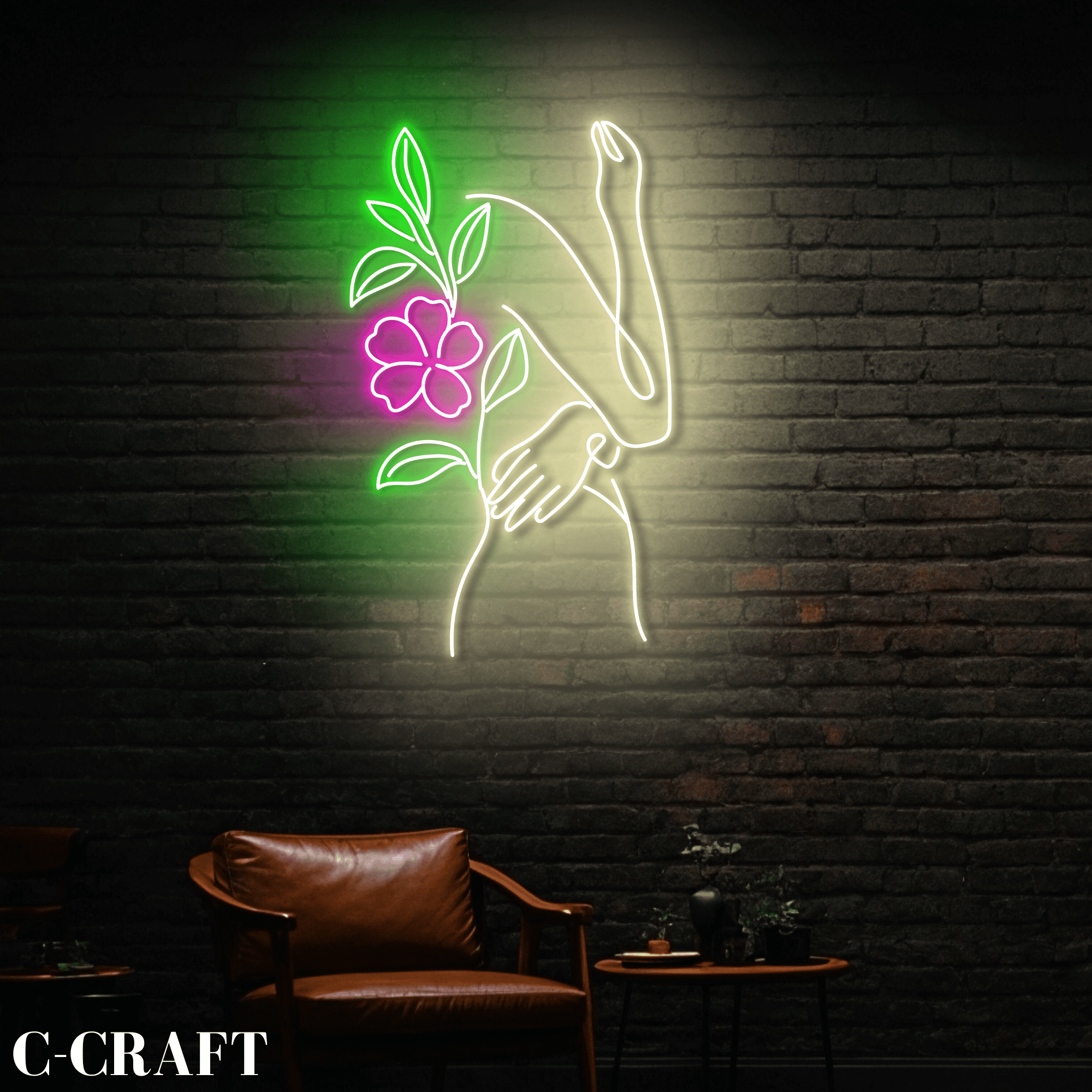 C-CRAFT Floral Woman Body Neon Led Light for Bedroom Wall Art Decor ...