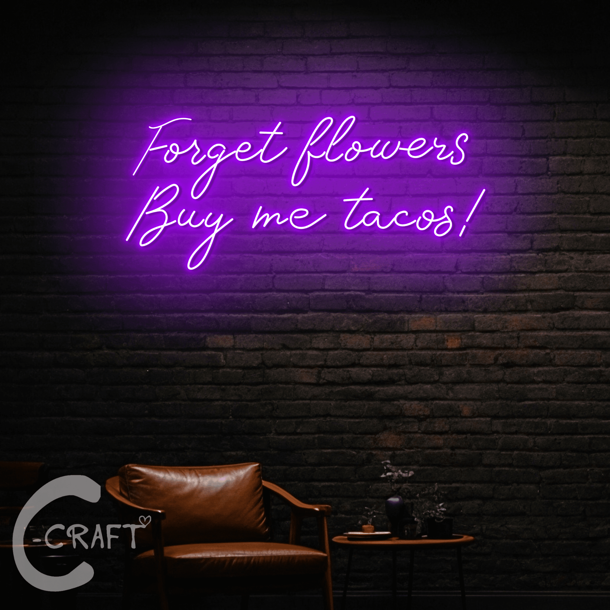 C-CRAFT Forget Flowers Buy Me Tacos Neon Led Light Up 20 inch for ...