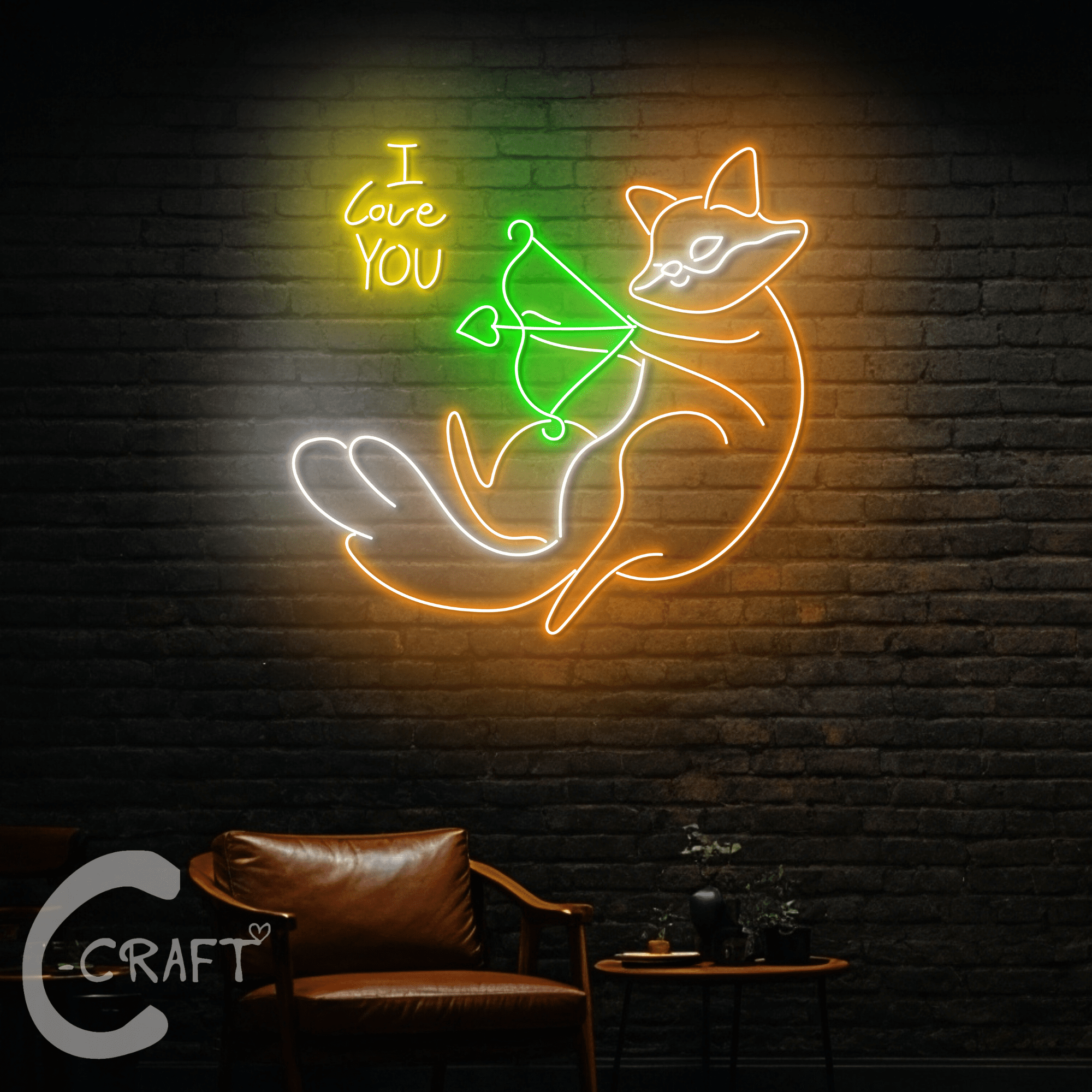 C-CRAFT Fox Cupid Neon Led Light Sign 38 inch for Valentine Wedding ...