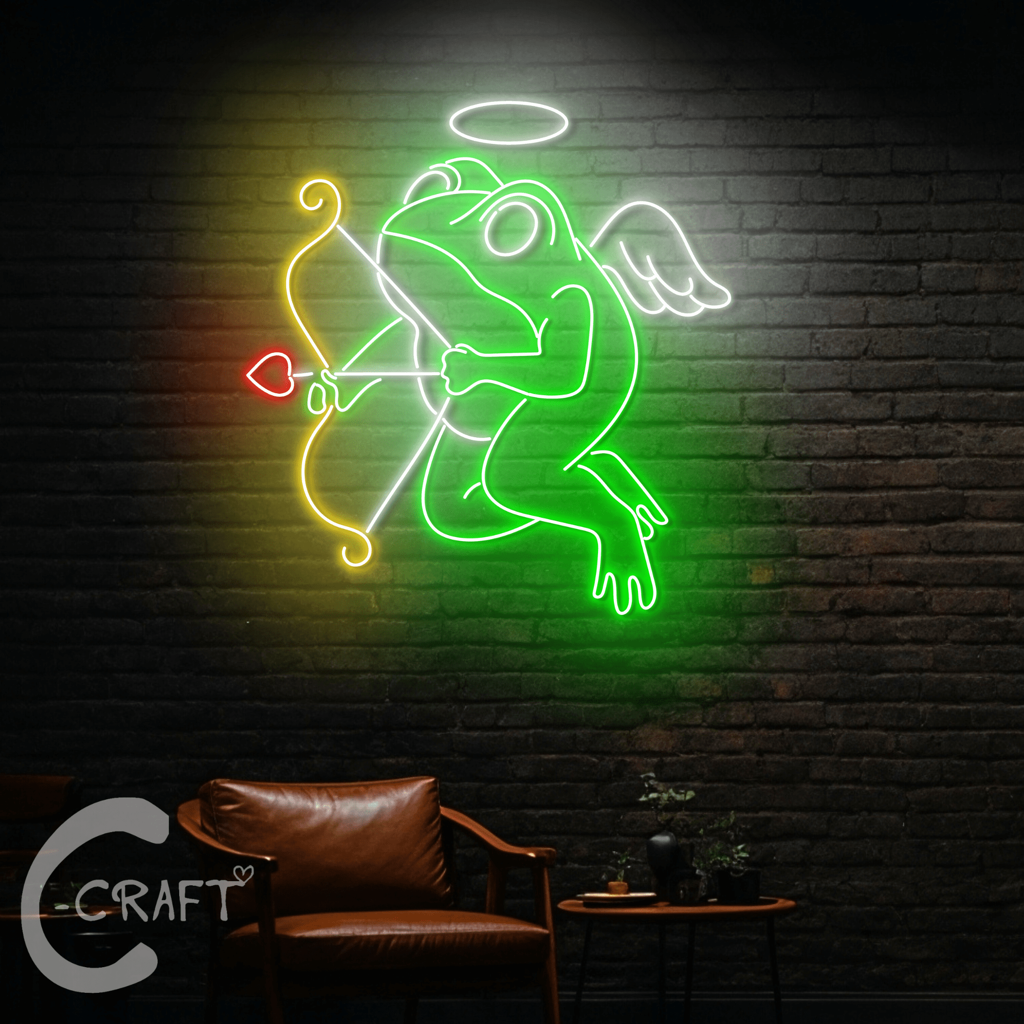C-CRAFT Frog Cupid Neon Led Light Up 38 inch for Valentine Wedding Wall ...