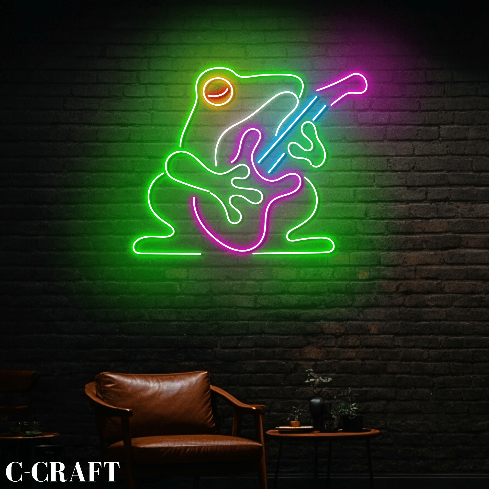 C-CRAFT Frog Play Guitar Neon Led Light for Guitar Music Bar Wall Art ...