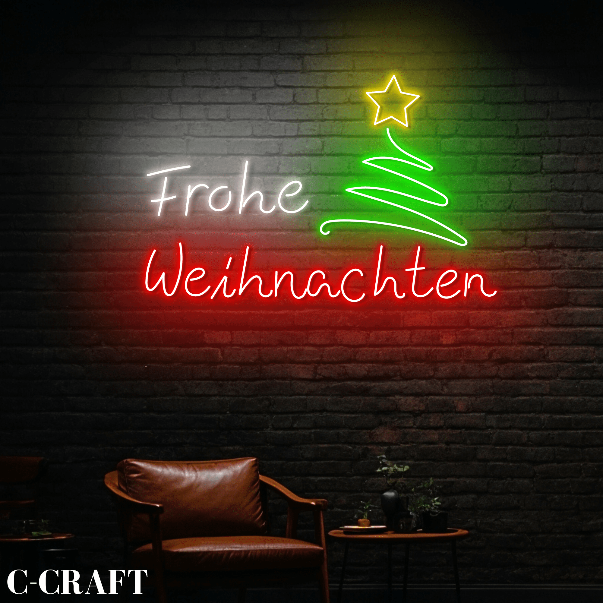 C-CRAFT Frohe Weihnachten Neon Led Light Sign for German Christmas Wall ...