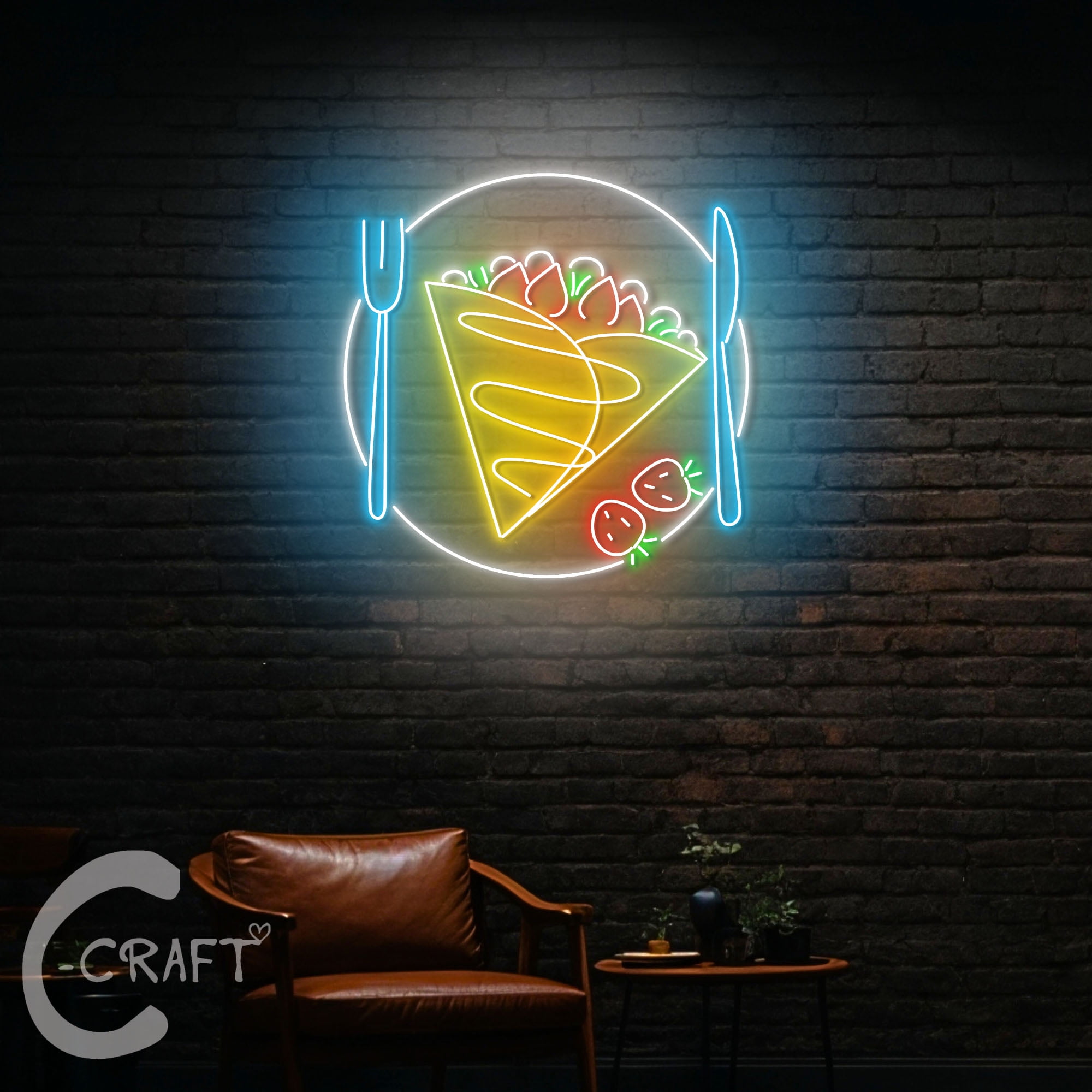 C-CRAFT Fruit Crepes Neon Led Light Up 30 inch for French Crepe Bakery ...