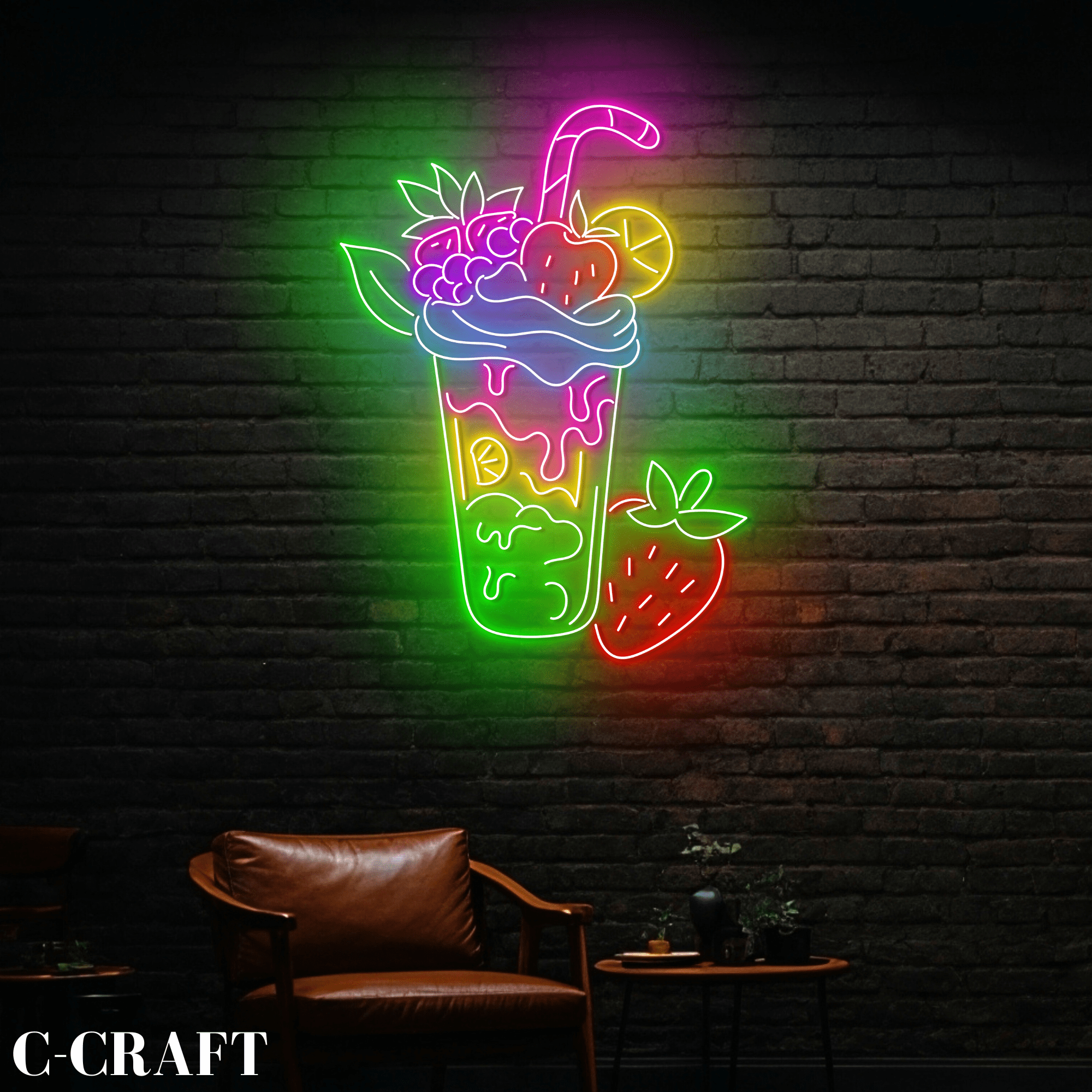 C-CRAFT Fruit Smoothie Neon Led Light Sign for Smoothie Shop Wall Art ...