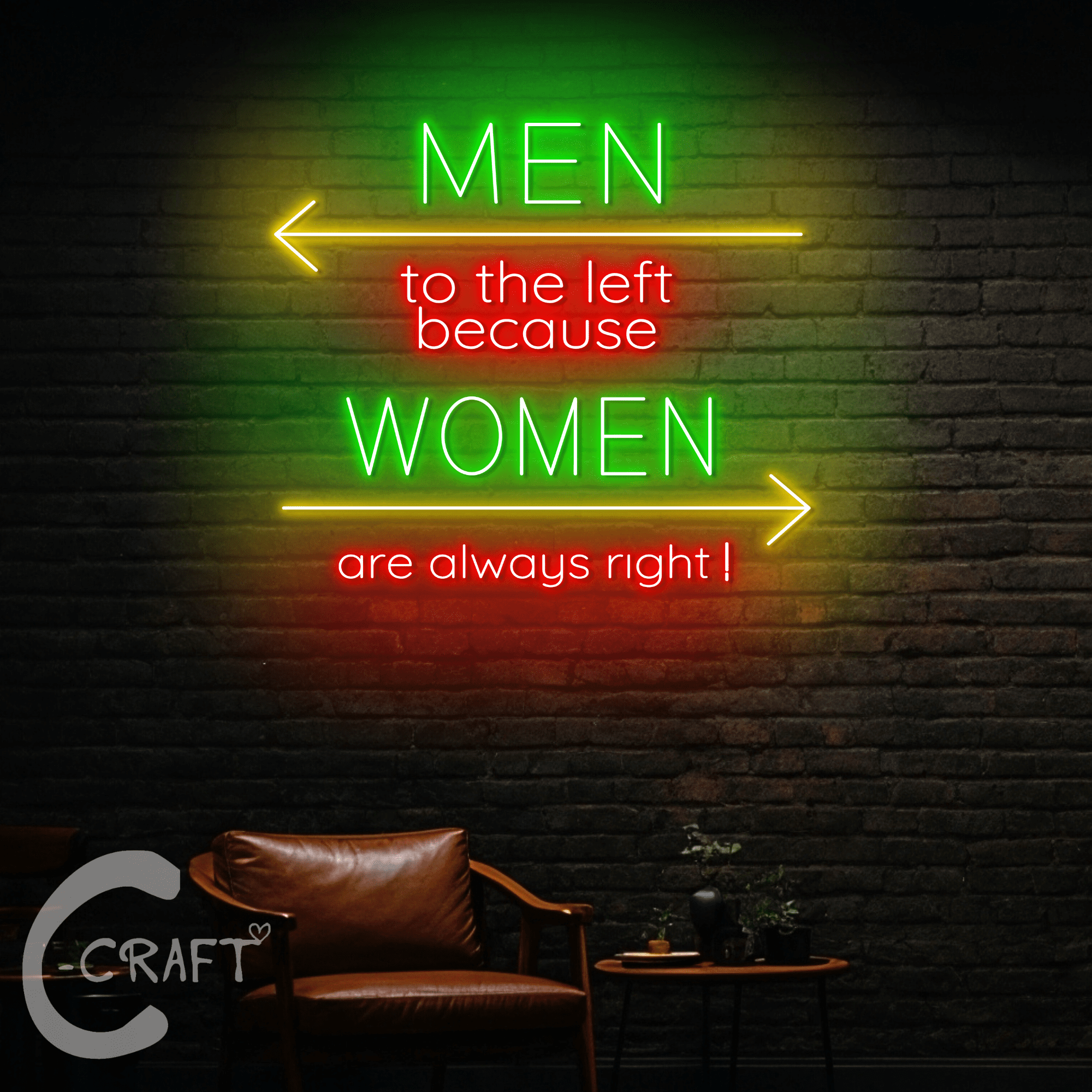 C-CRAFT Funny Toilet Direction Neon Led Light Sign 40 inch for Toilet ...