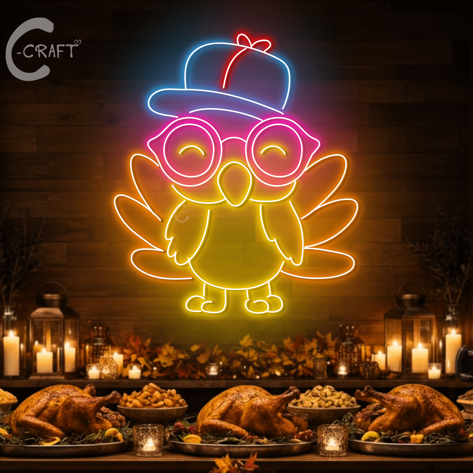 C-CRAFT Funny Turkey Neon Sign 23 Inches, LED Wall Light for ...