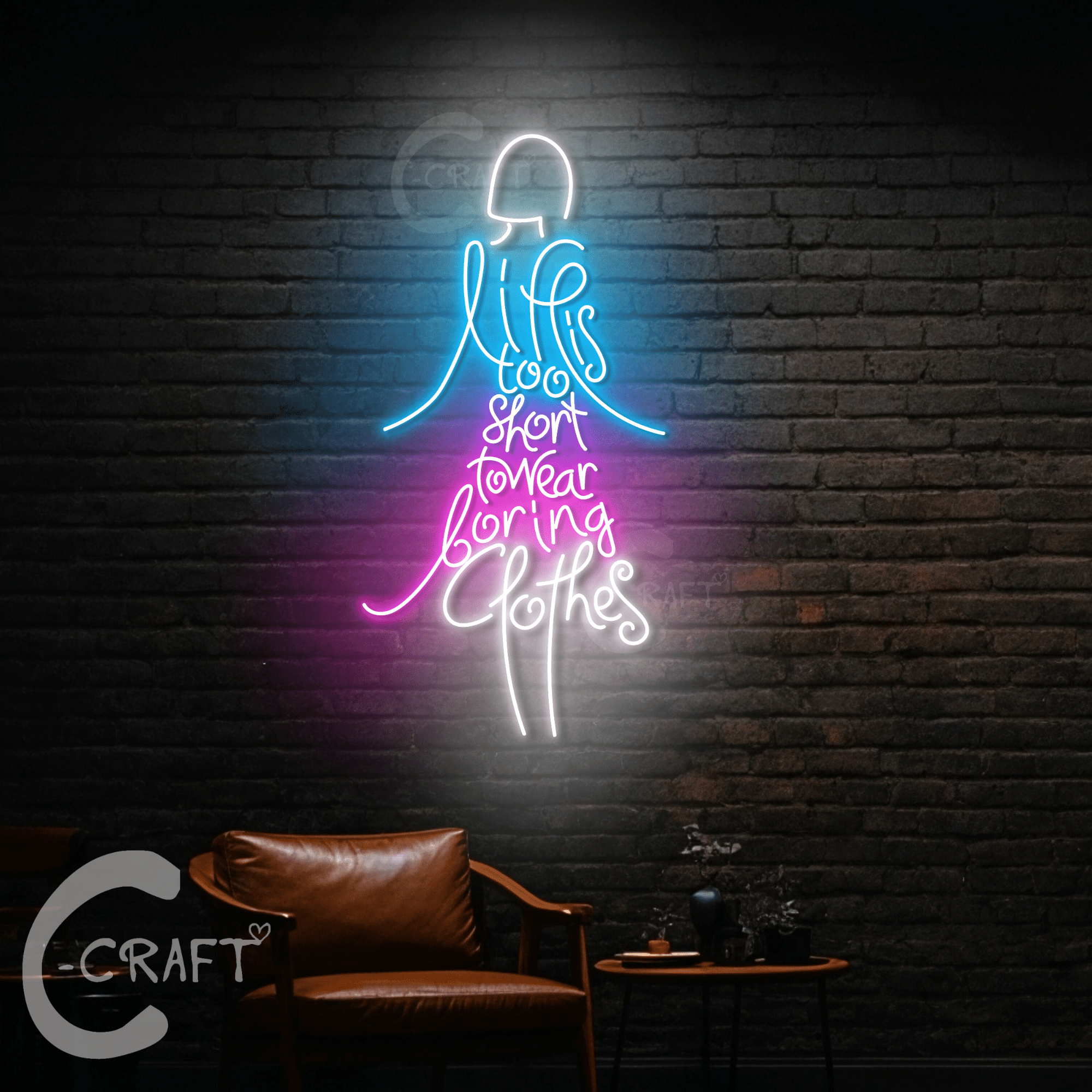 C-CRAFT Girl Clothes Neon Sign Led Light Up 35 inch for Clothing Shop ...