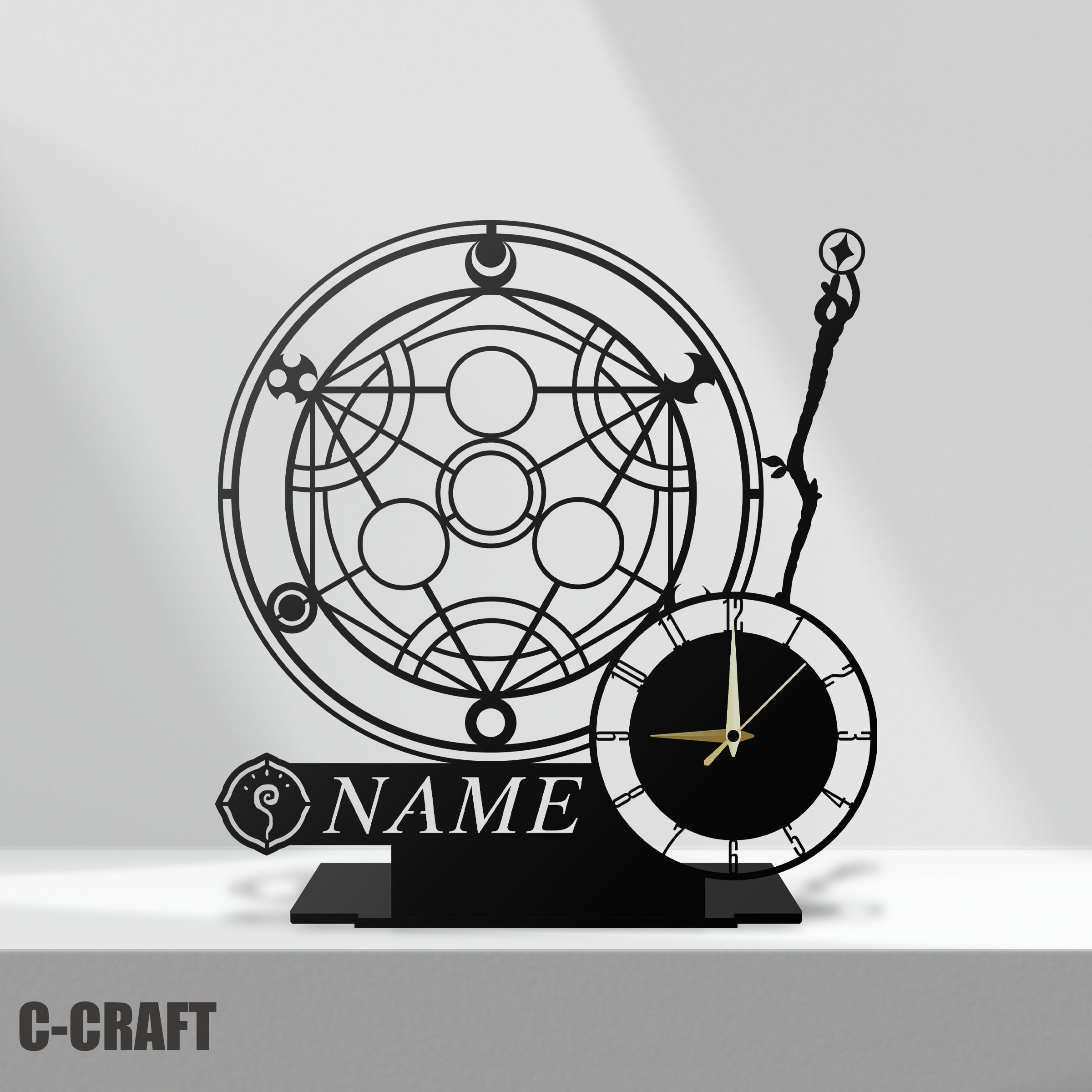 C-CRAFT Gaming Metal Modern Desk Clock 10 inch for Home Office Living ...