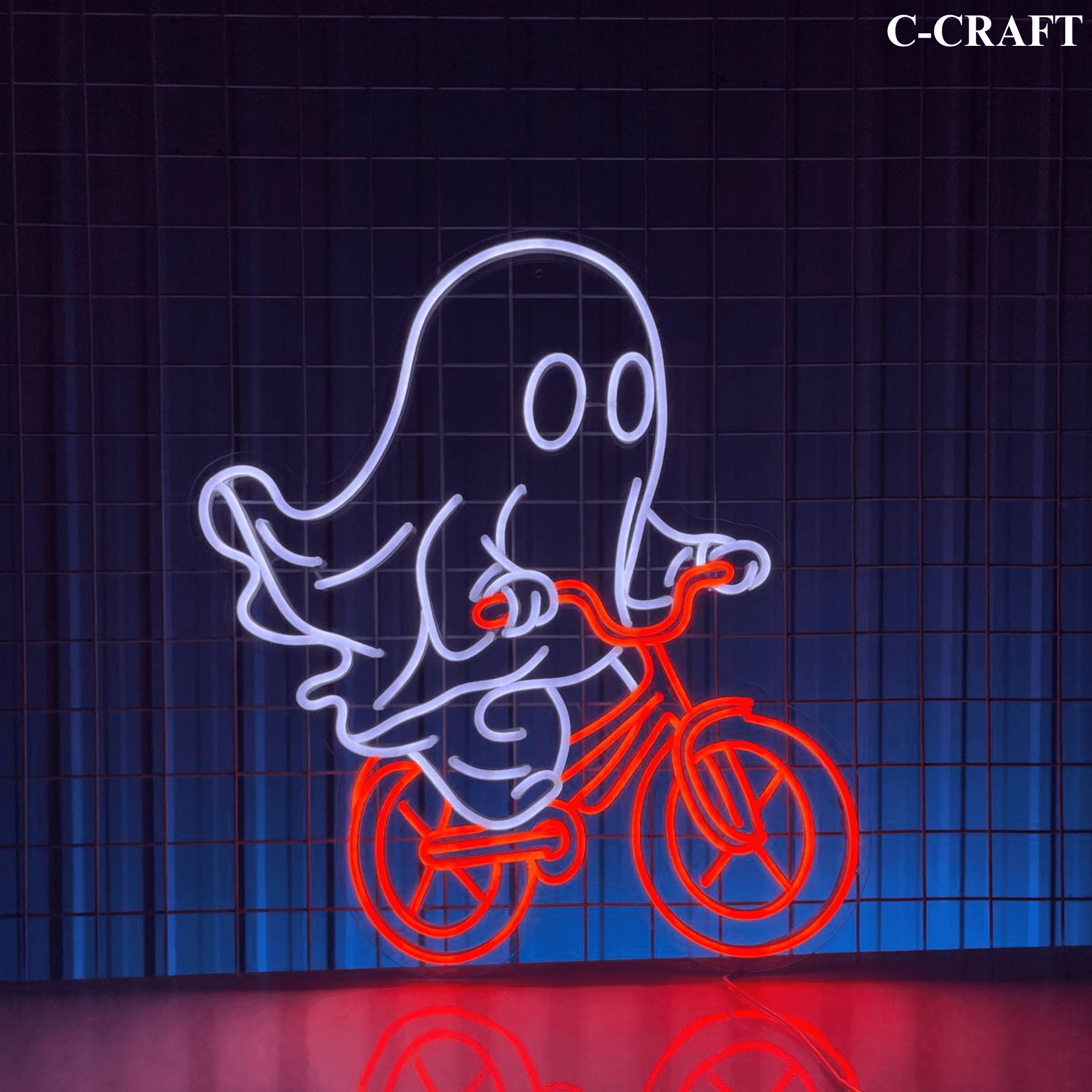 C-CRAFT Ghost Riding Bike Halloween Neon Sign LED Light 25 inch for ...