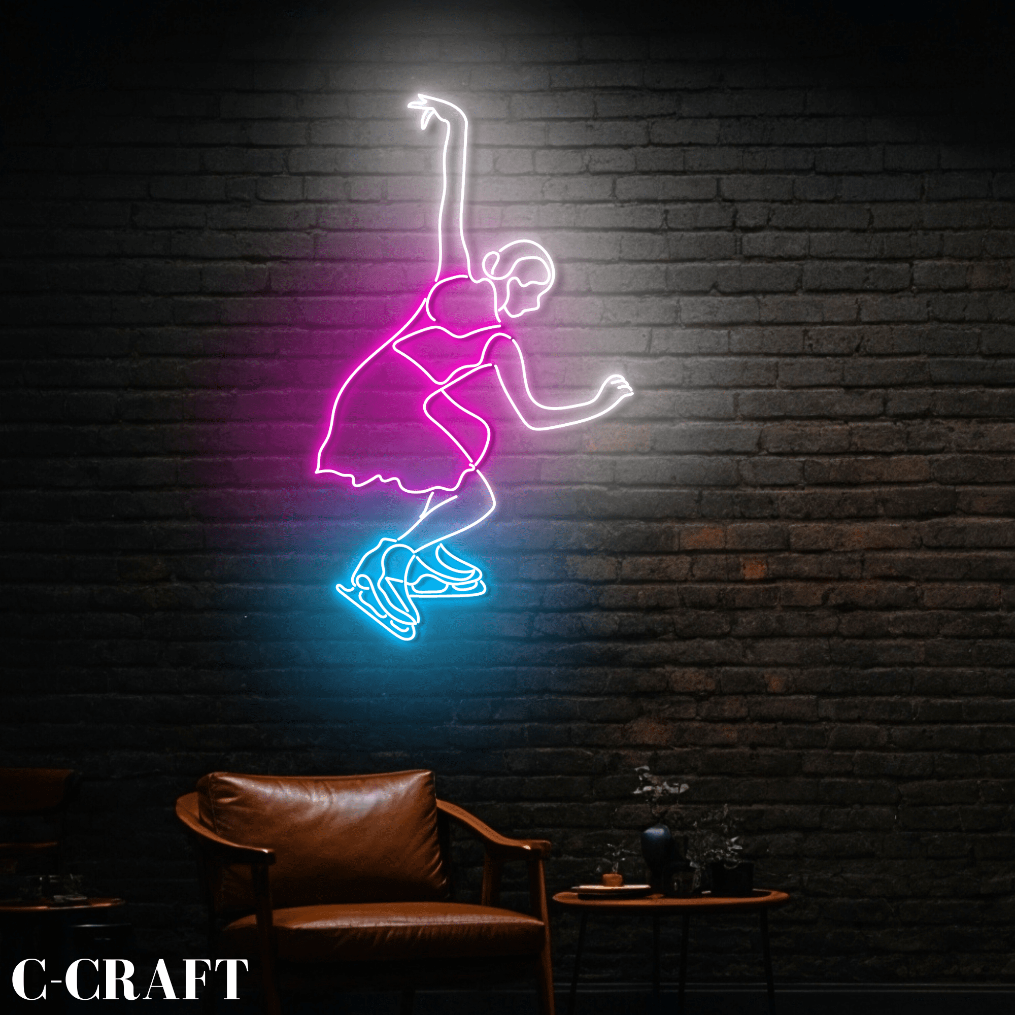 C-CRAFT Girl Figure Skating Neon Led Light for Skating Club & Bedroom ...