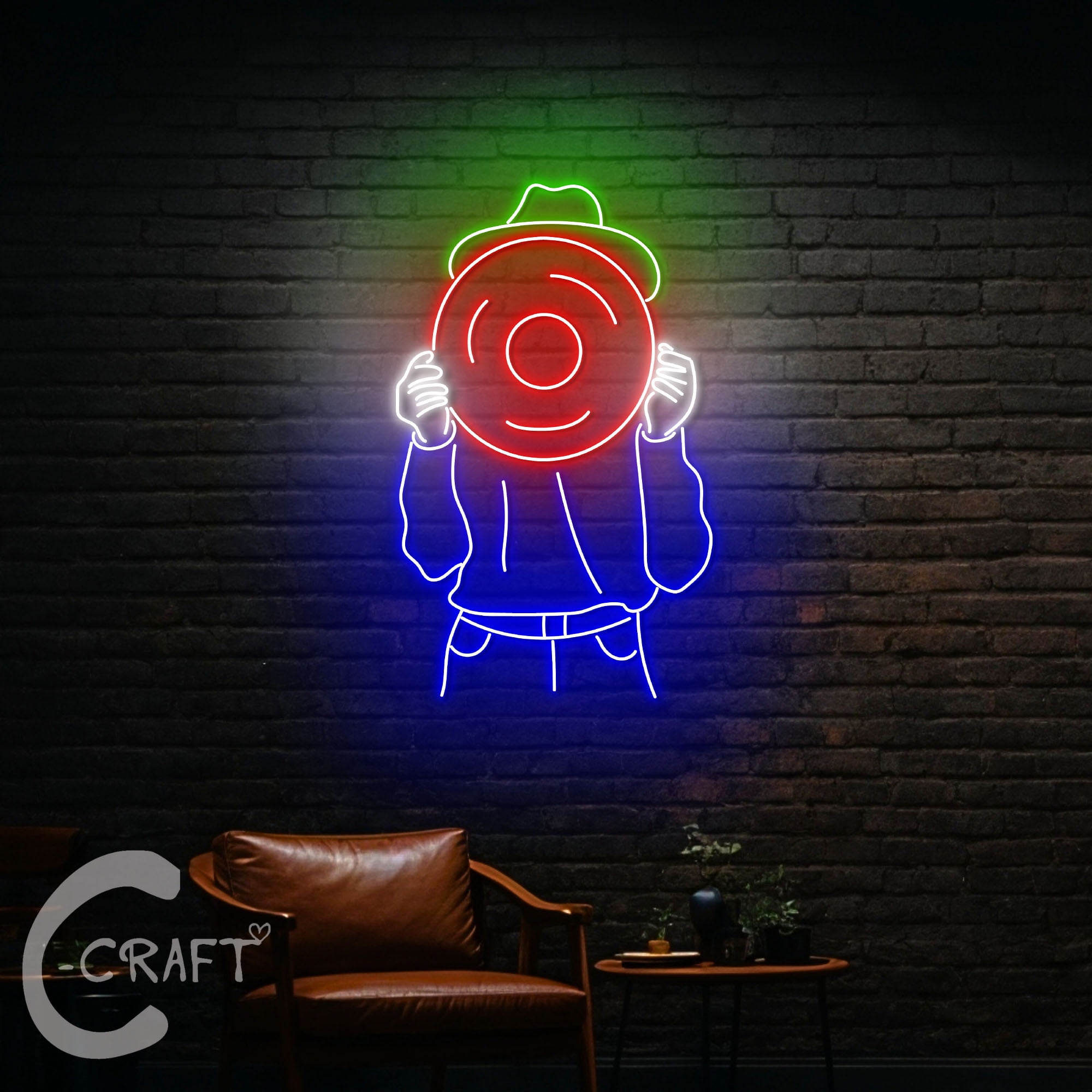 C-CRAFT Girl Hold Vinyl Record Neon Led Light Up 40 inch for Music ...