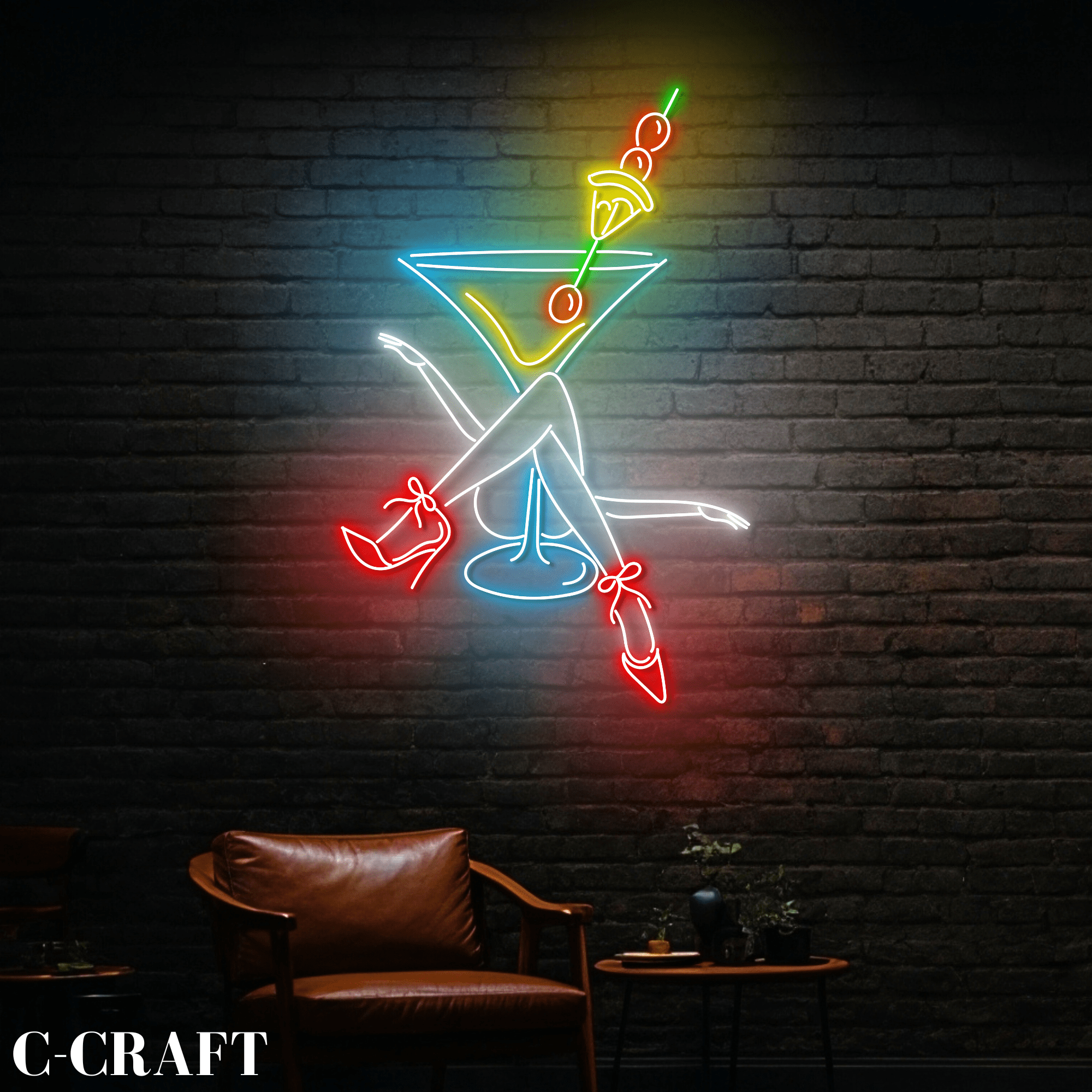 C-CRAFT Girl Legs Cocktail Neon Led Light Sign for Cocktail Bar Pub ...