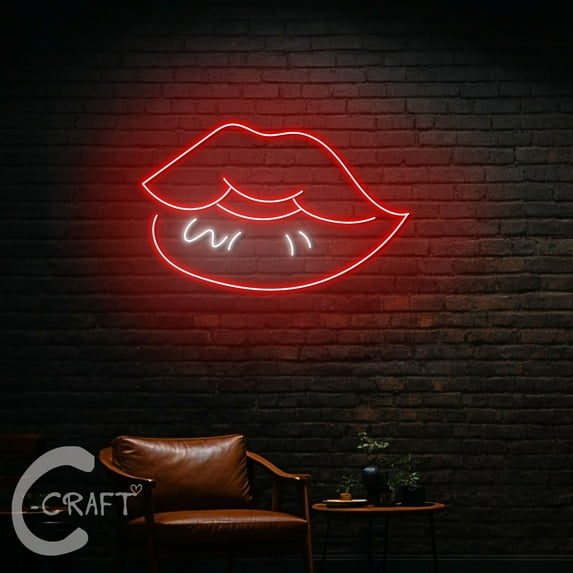 C-CRAFT Girl Lips Neon Led Light Up 35 inch for Girl Beauty Home Spa ...