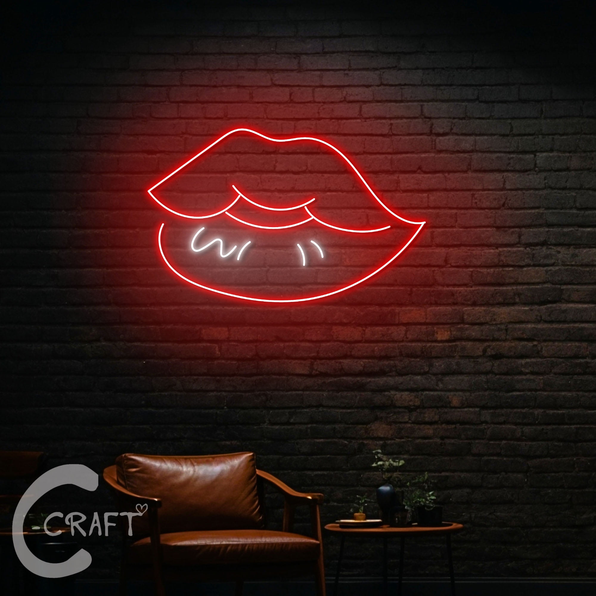 C-CRAFT Girl Lips Neon Led Light Up 40 inch for Girl Beauty Home Spa ...