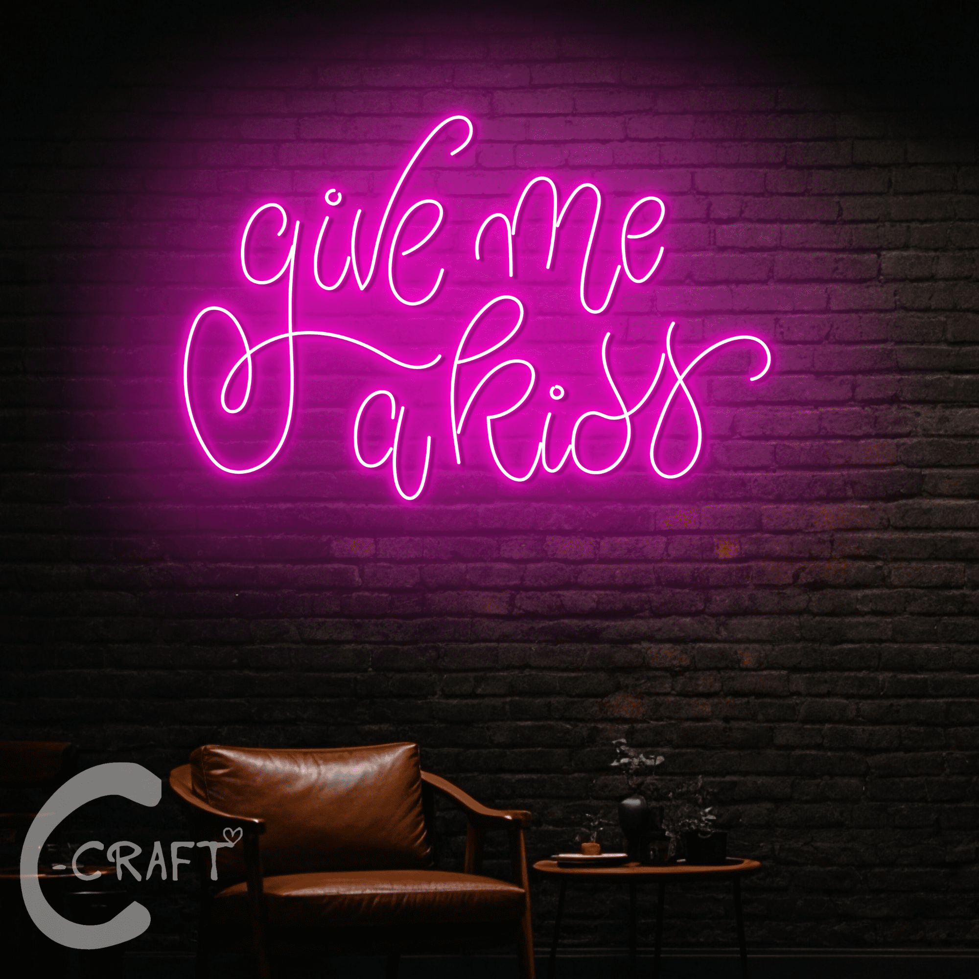 C-CRAFT Give Me A Kiss Neon Led Light Sign 20 inch for Wedding ...