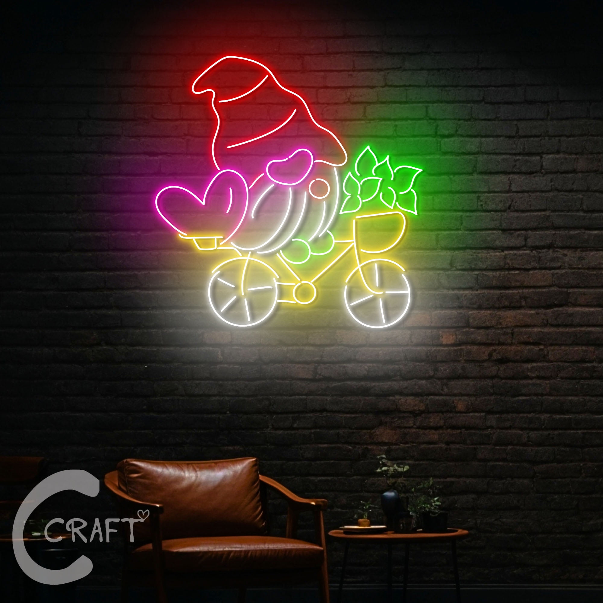 C-CRAFT Gnome Heart Bike Neon Led Light Up 40 inch for Valentine ...