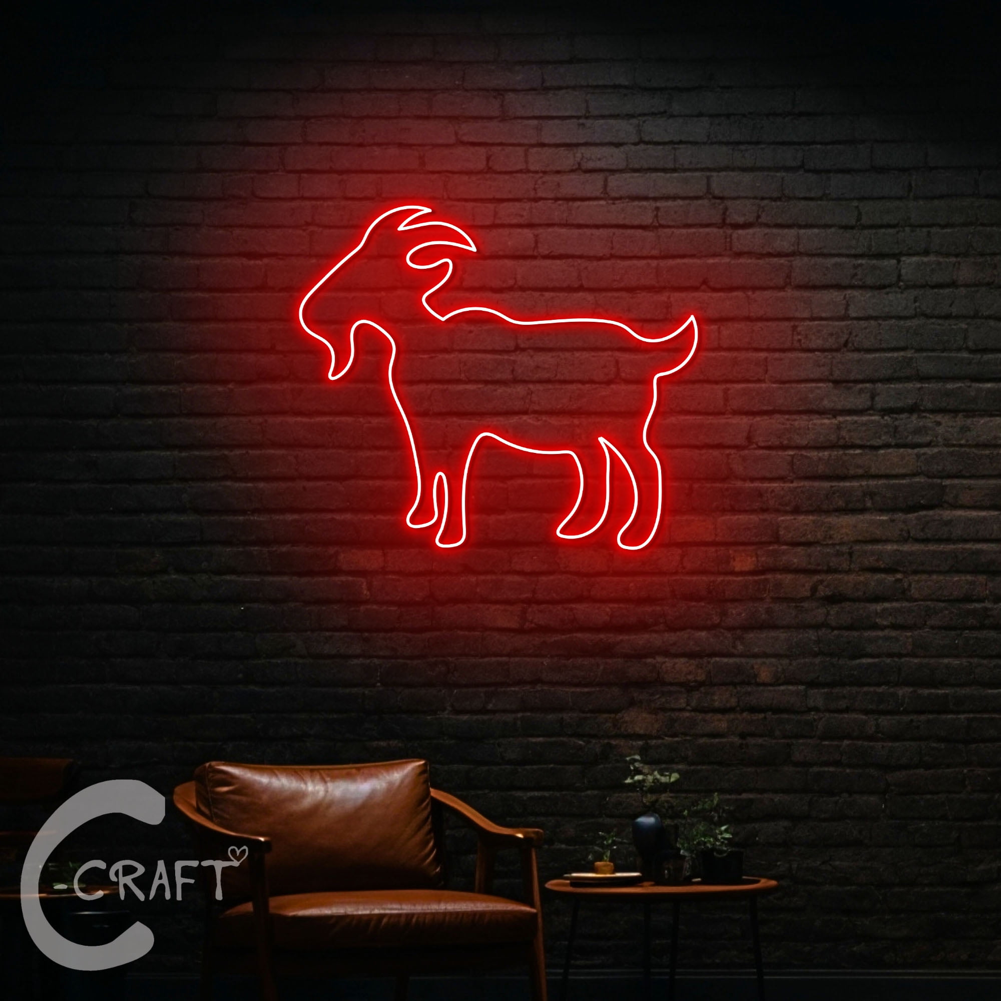 C-CRAFT Goat Neon Led Light Up 38 inch for Goat Butcher Meat Shop Wall ...