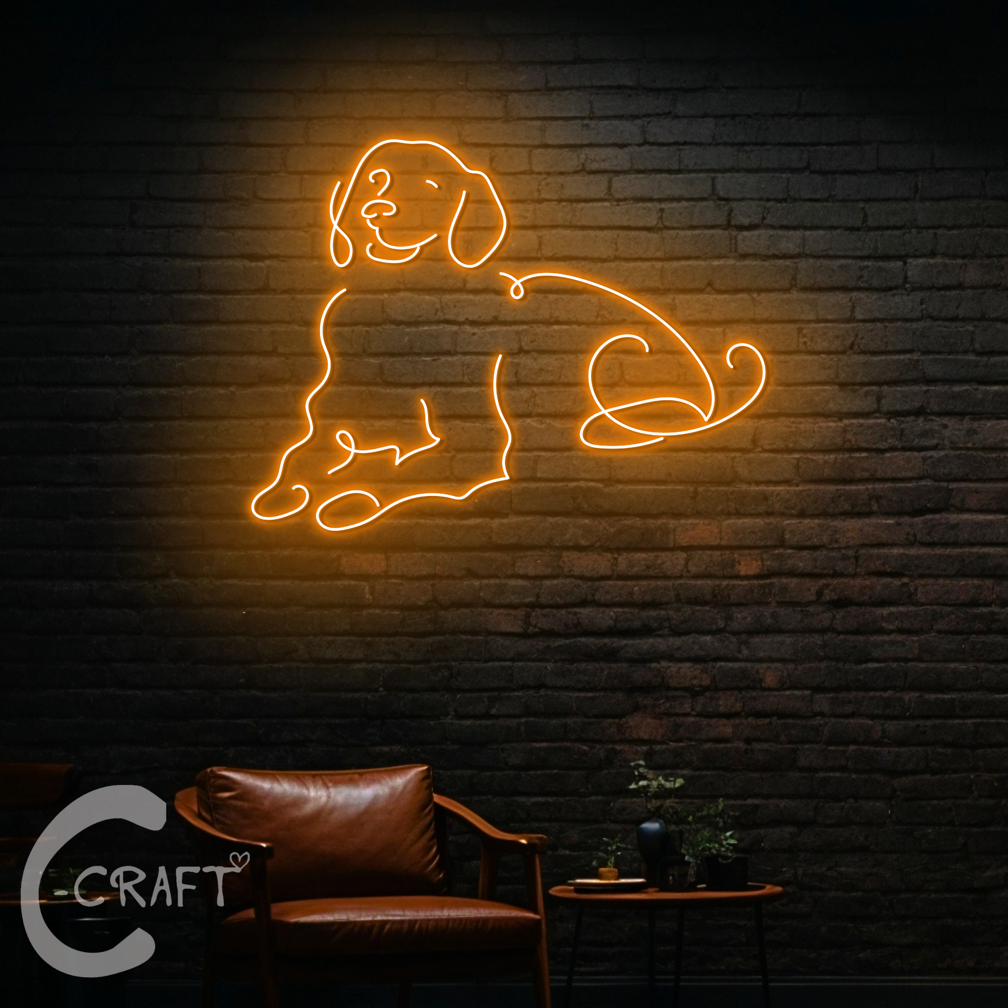 C-CRAFT Golden Dog Neon Led Light Up 27 inch for Bedroom Dog Clinic Wall Decor - Walmart.com