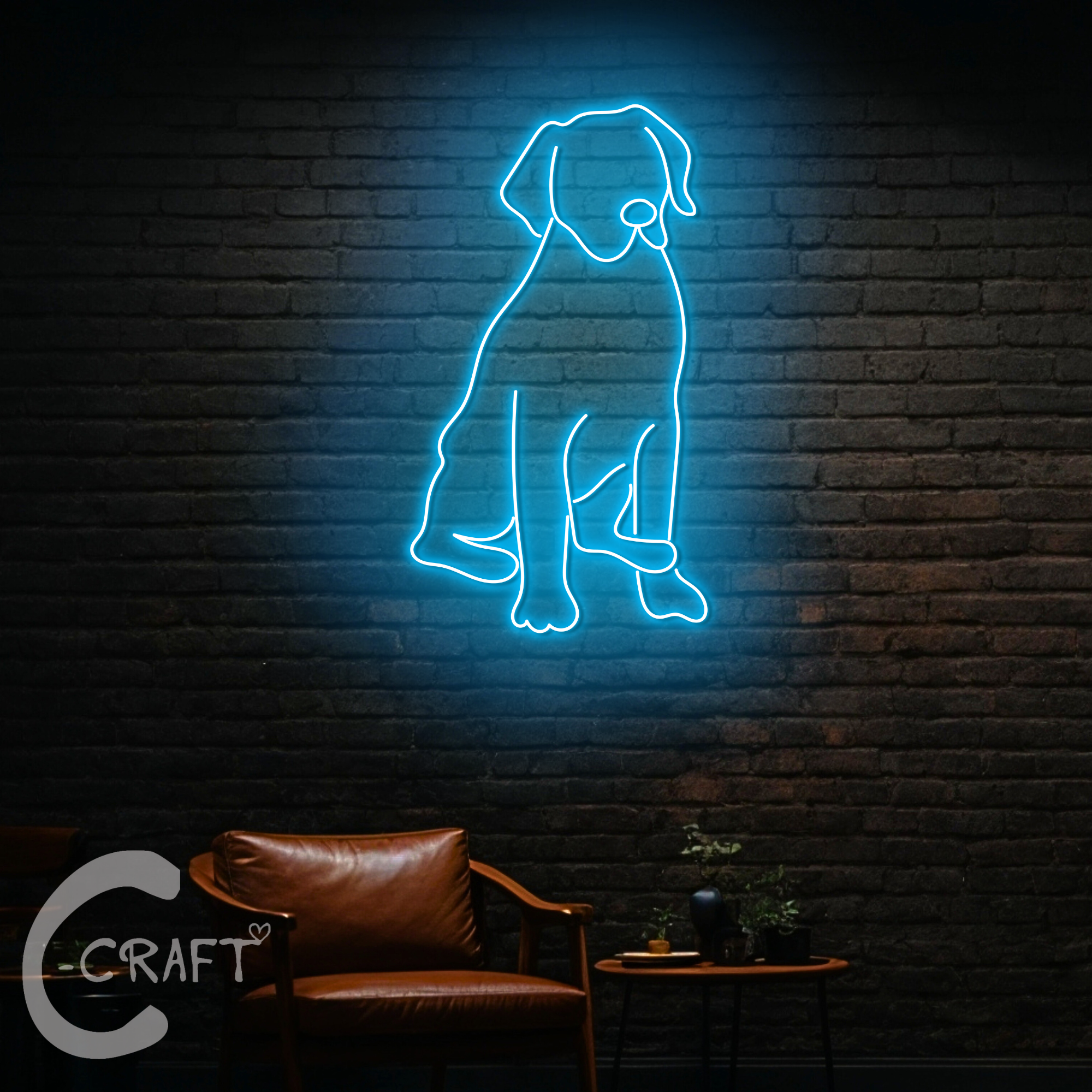 C-CRAFT Golden Retriever Dog Neon Led Light Up 25 inch for Bedroom Pet ...
