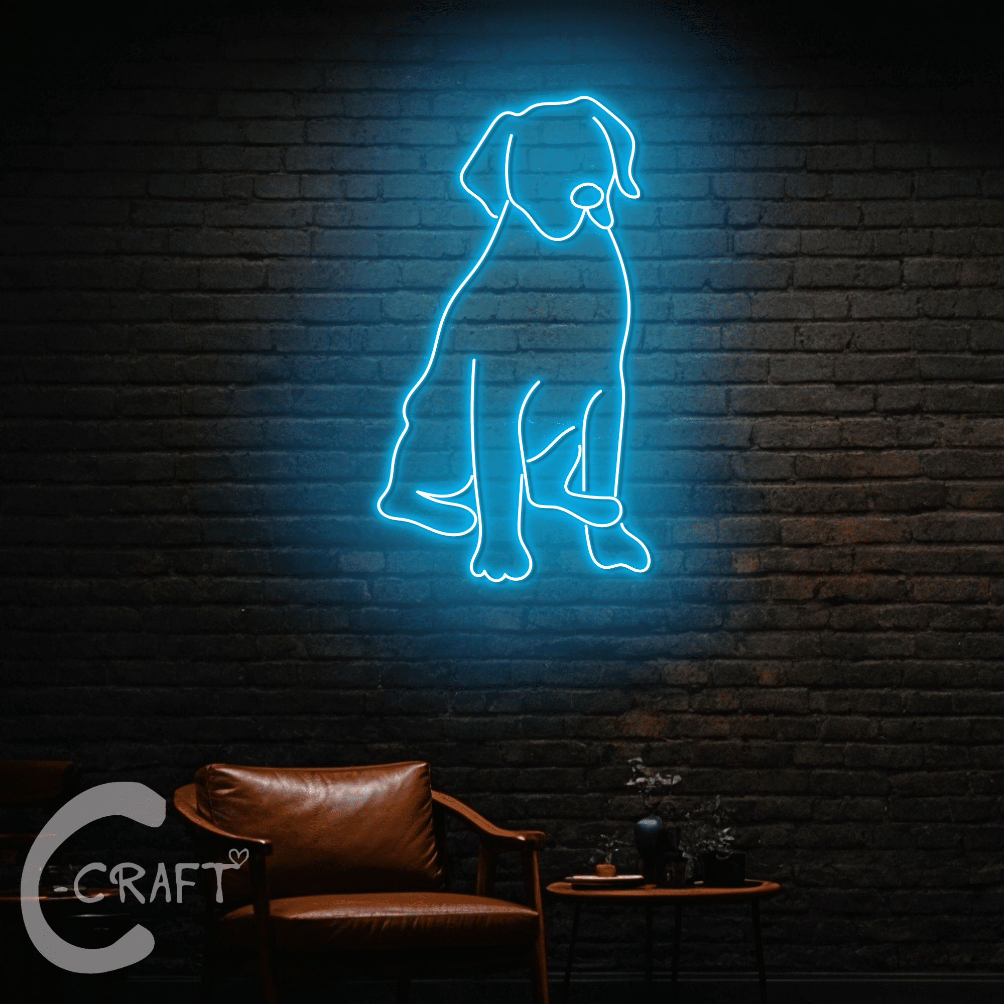 C-CRAFT Golden Retriever Dog Neon Led Light Up 27 inch for Bedroom Pet ...