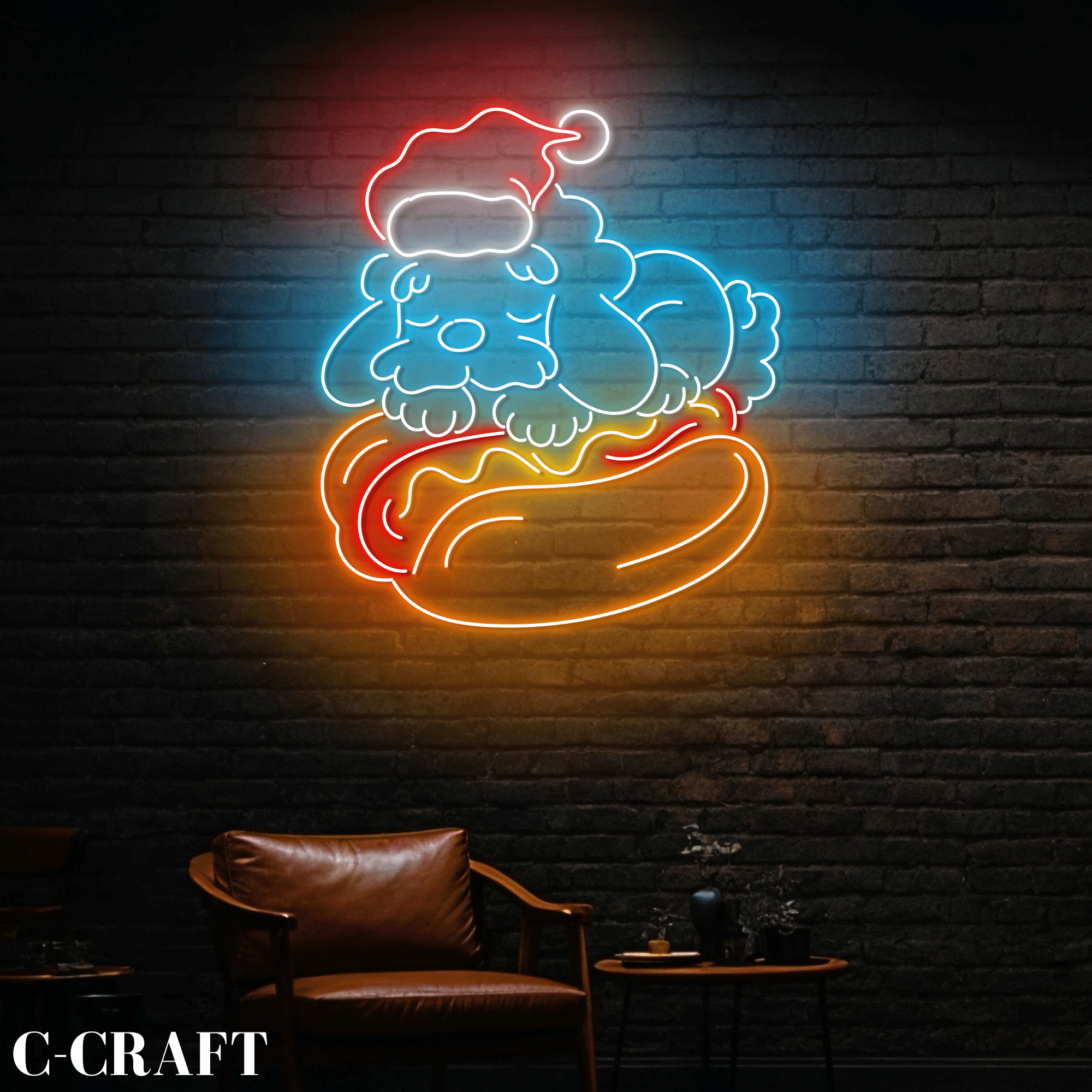 C-CRAFT Goldendoodle Hot Dog Neon Led Light Sign Wall Art for Christmas ...