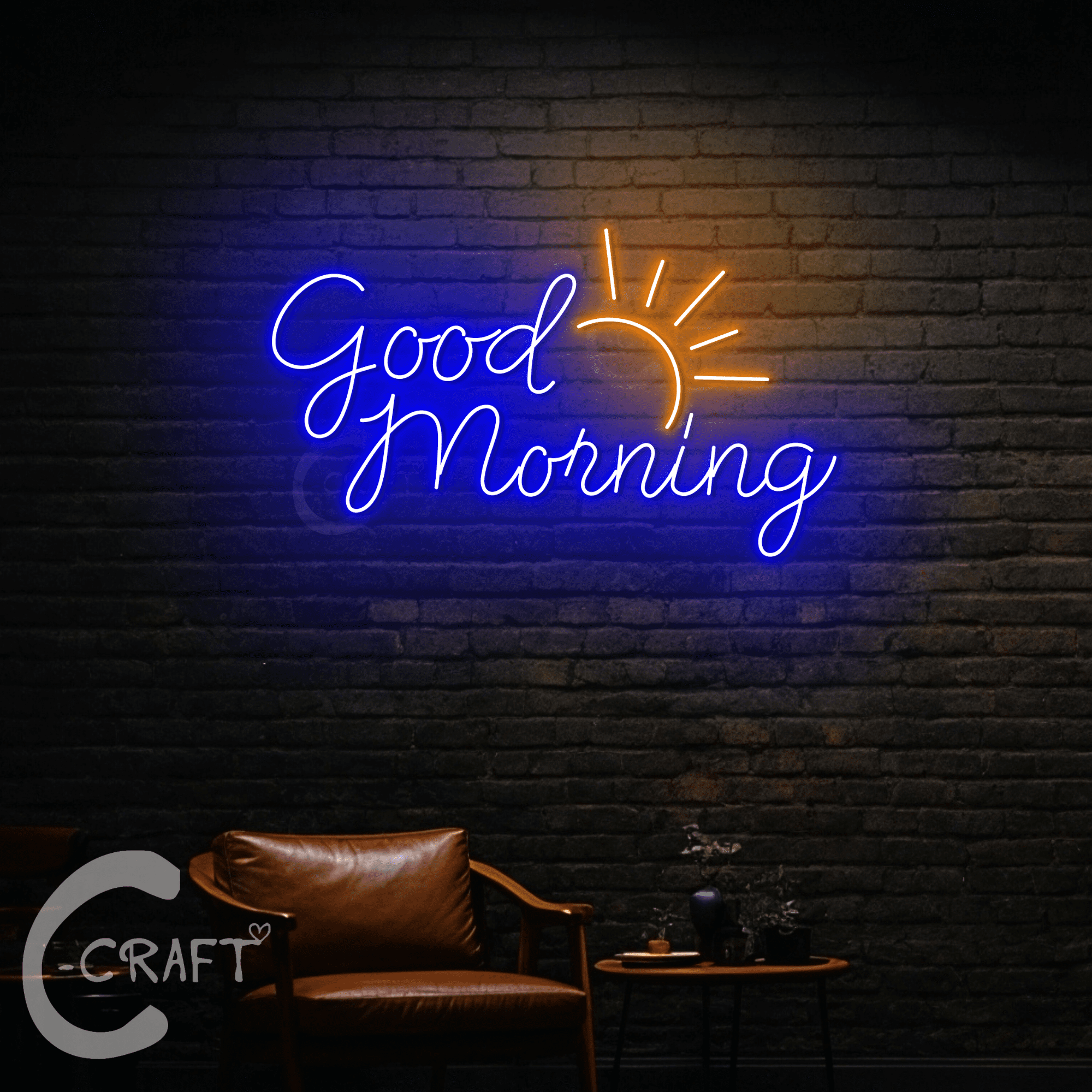 C-CRAFT Good Morning Neon Sign Led Light Up 27 inch for Home Bar Wall ...