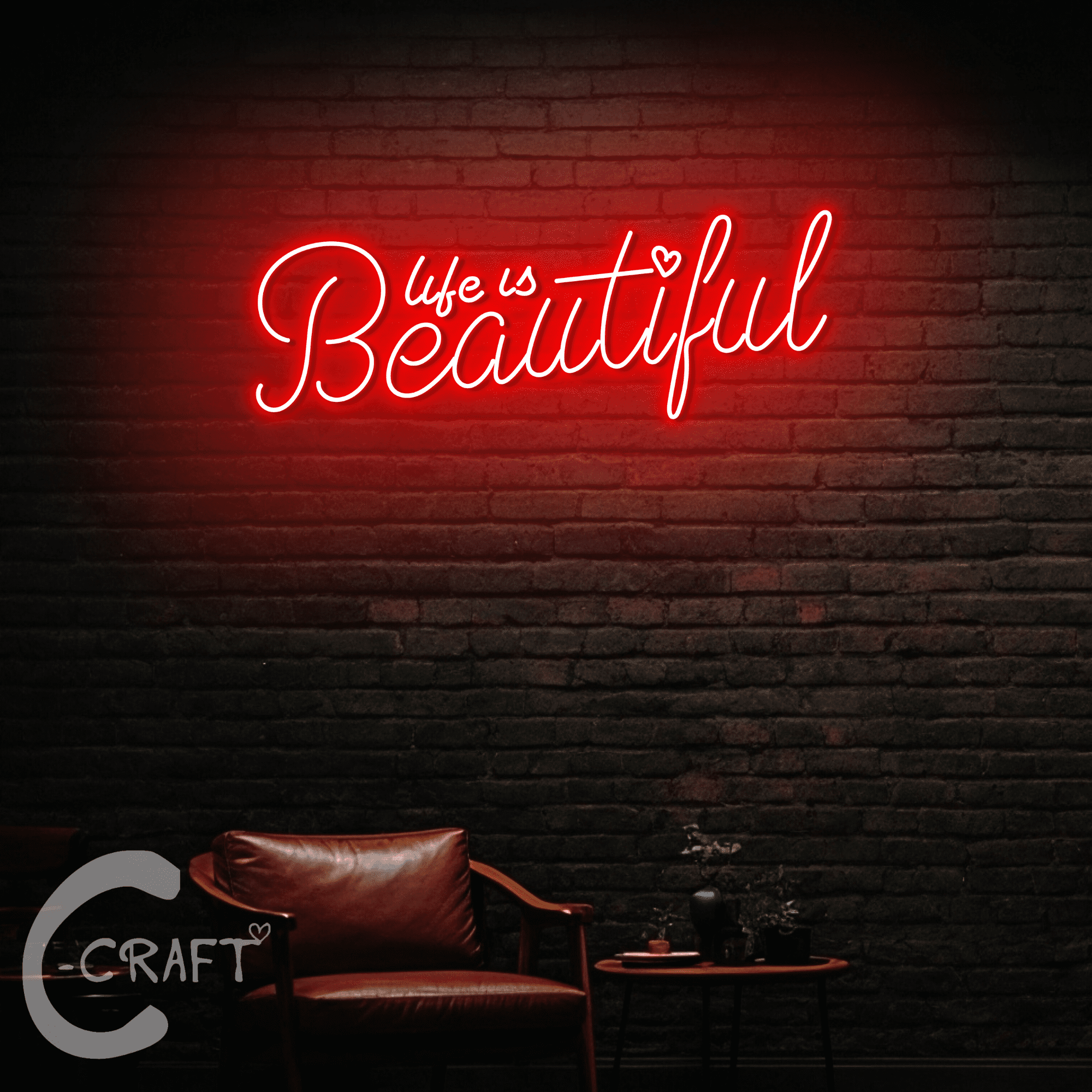 C-CRAFT Life Is Beautiful Neon Led Light Up 20 inch for Home Living ...
