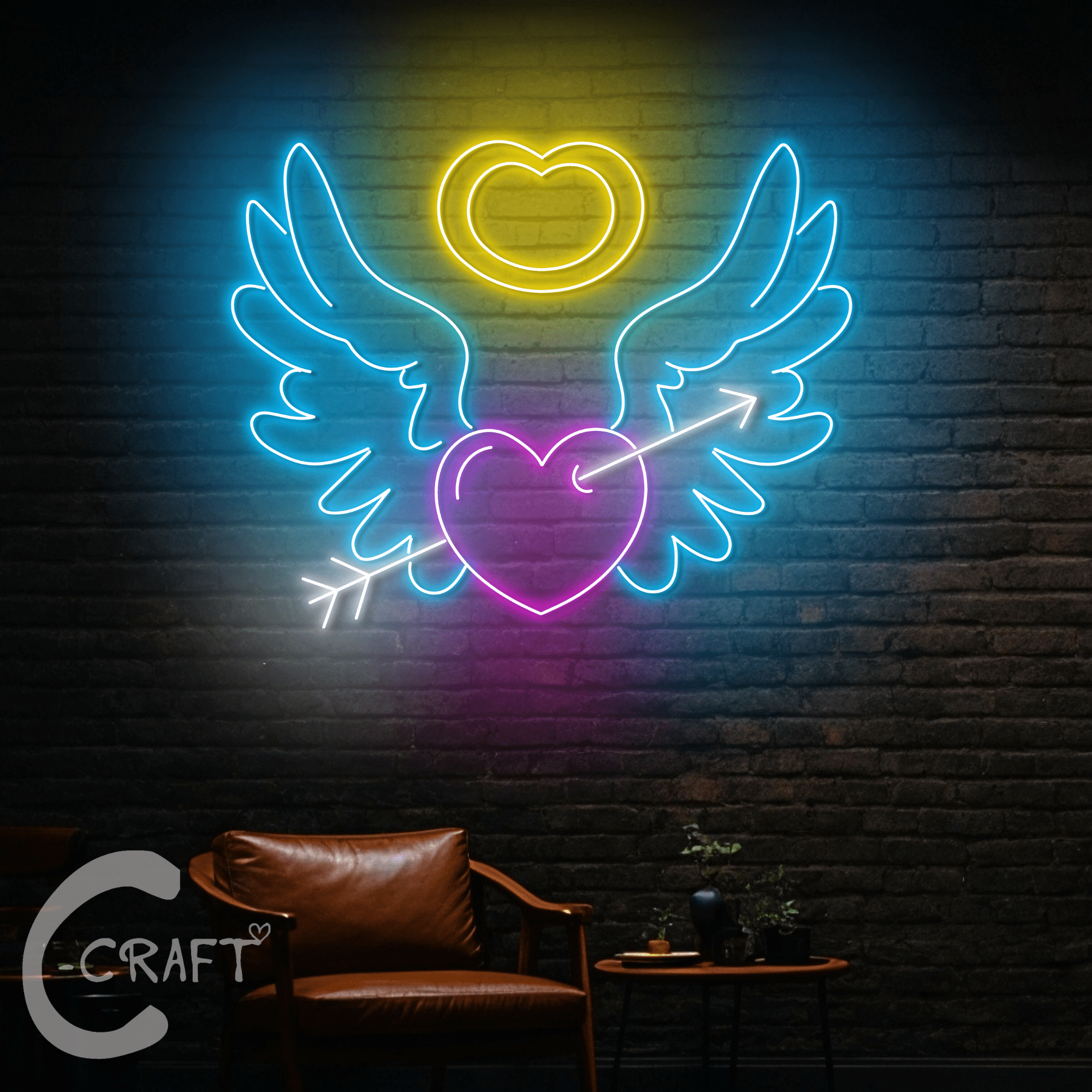 C-CRAFT Halo Heart Wings Neon Led Light Up 25 inch for Valentine ...