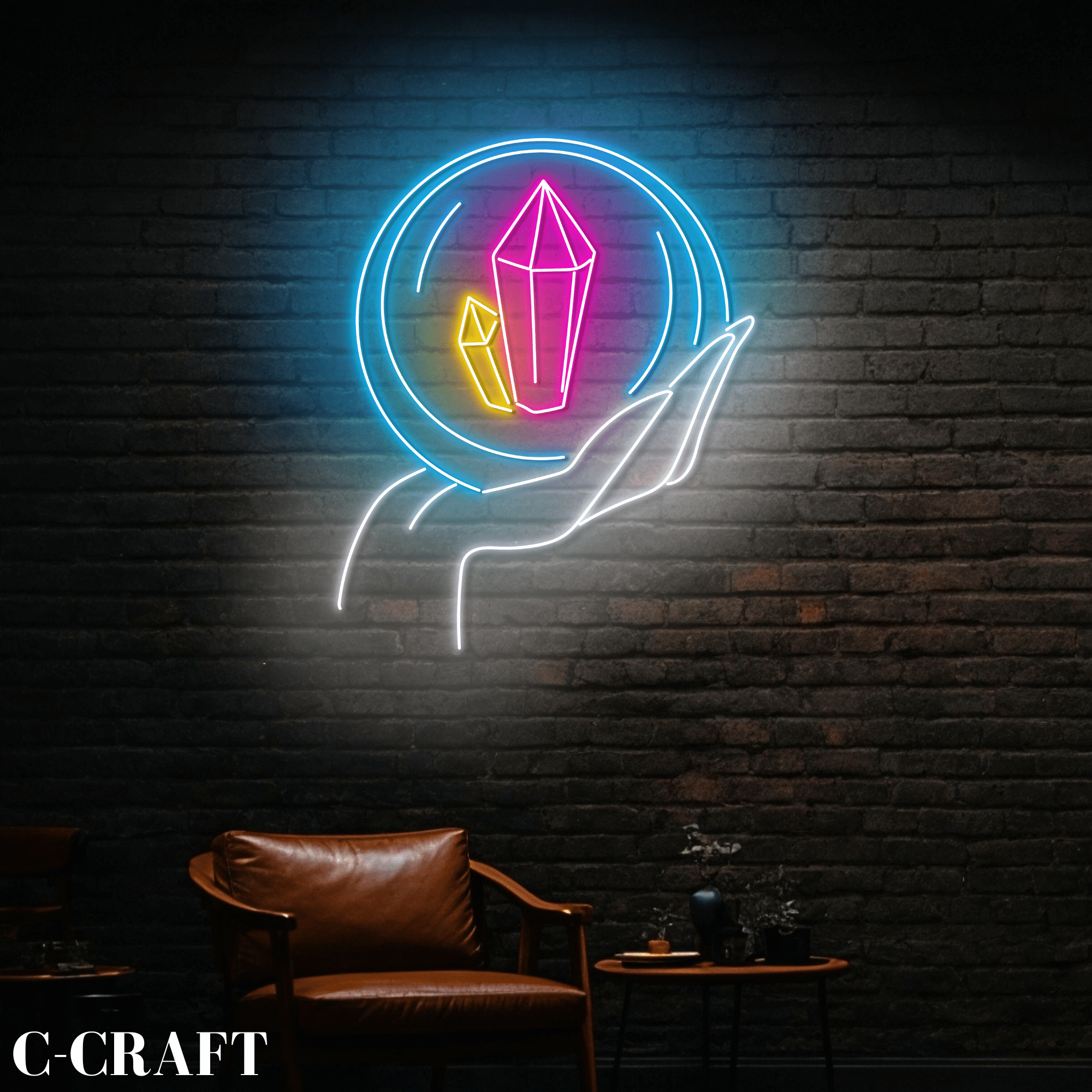 C-CRAFT Hand Hold Crystal Ball Neon Led Light Wall Art for Psychic ...