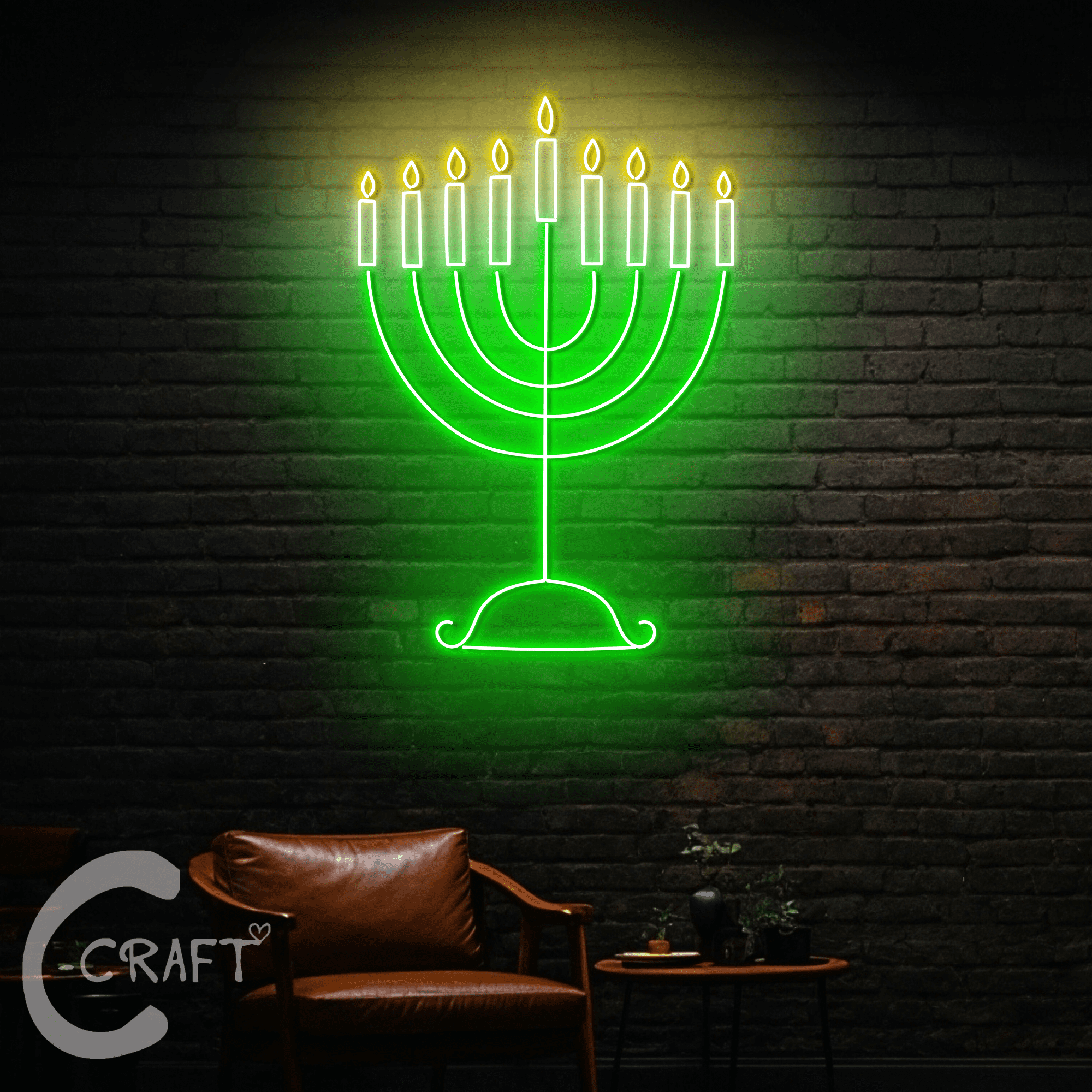 C-CRAFT Hanukkah Candle Neon Sign LED Light 30 inch for Hanukkah Party ...
