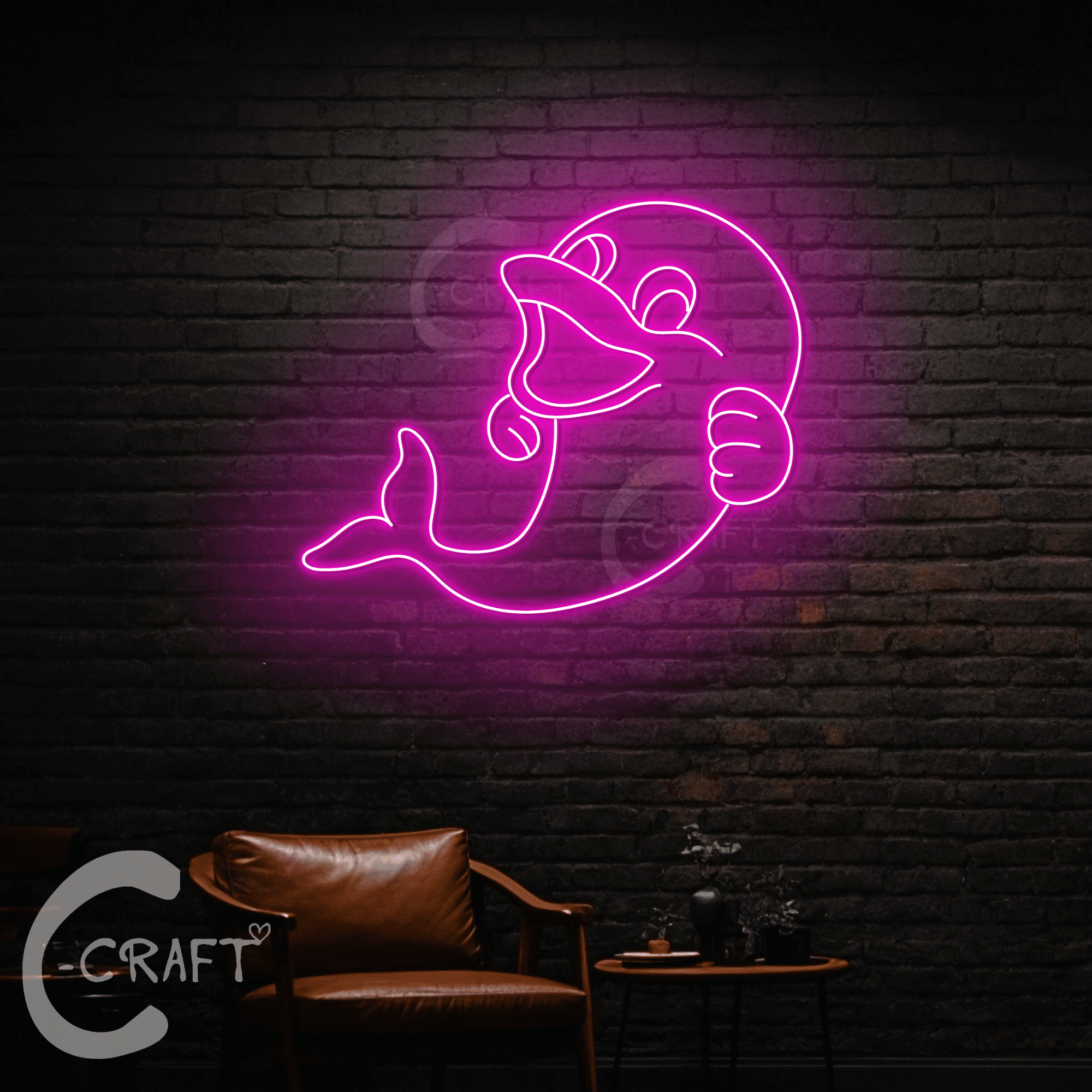C-CRAFT Happy Dolphin Neon Sign Led Light Up 40 inch for Kids Room Wall ...