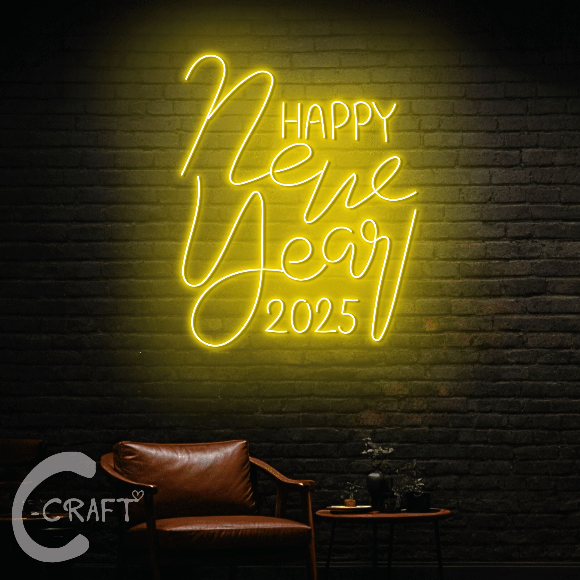 C-CRAFT Happy New Year 2025 Led Wall Art Neon Light For Home Wall Decor ...