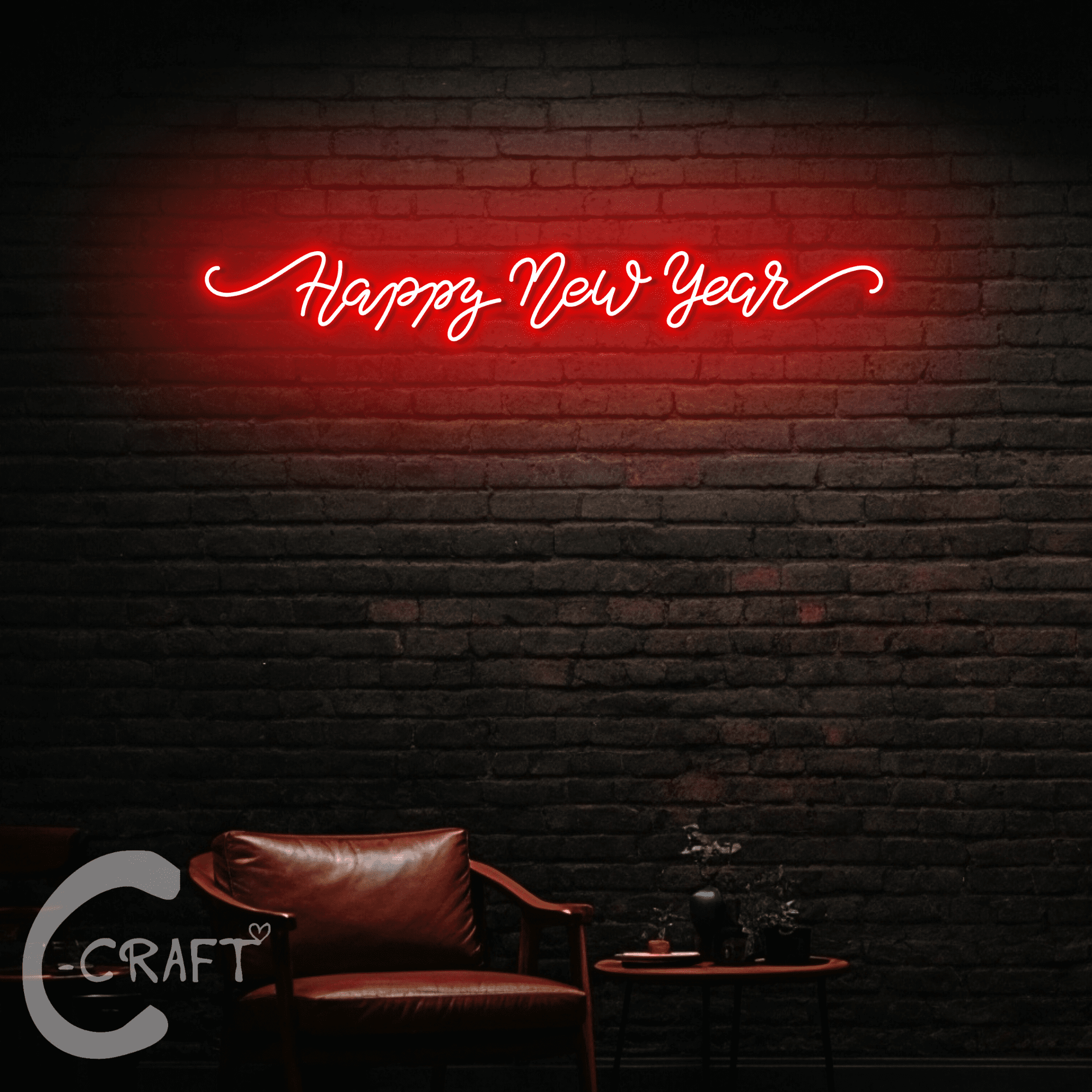C-CRAFT Happy New Year Neon Led Light Up 30 inch for Store Shop Home ...