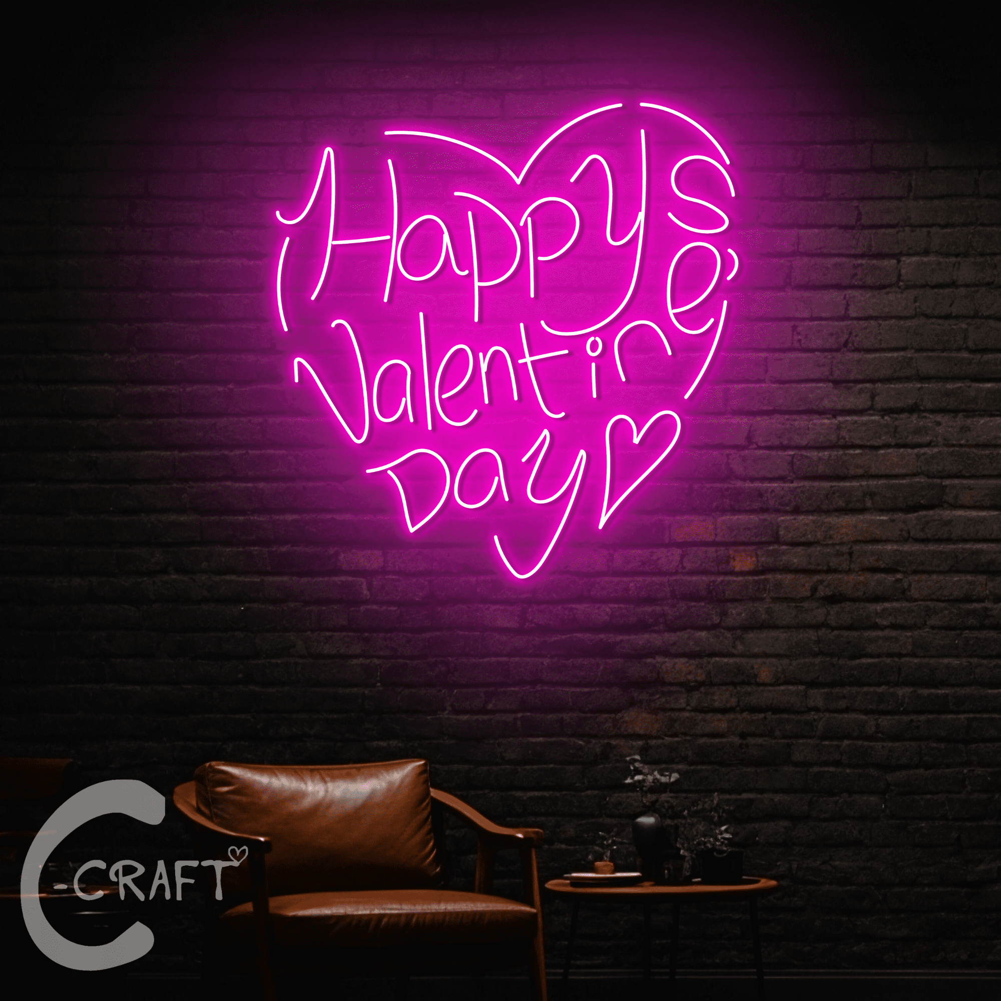 C-CRAFT Happy Valentine's Day Heart Neon Led Light Up 20 inch for Home ...