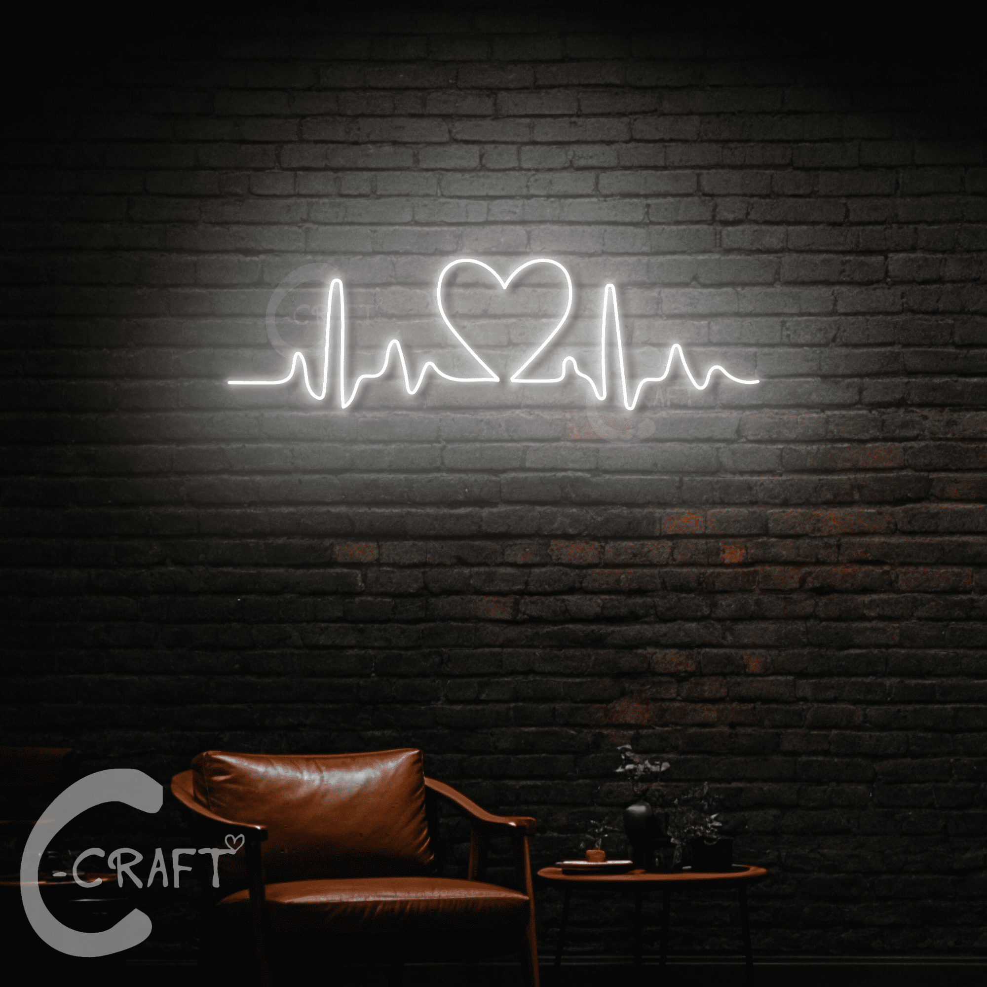 C-CRAFT Heartbeat Neon Sign Led Light Up 33 inch for Wedding Valentine ...