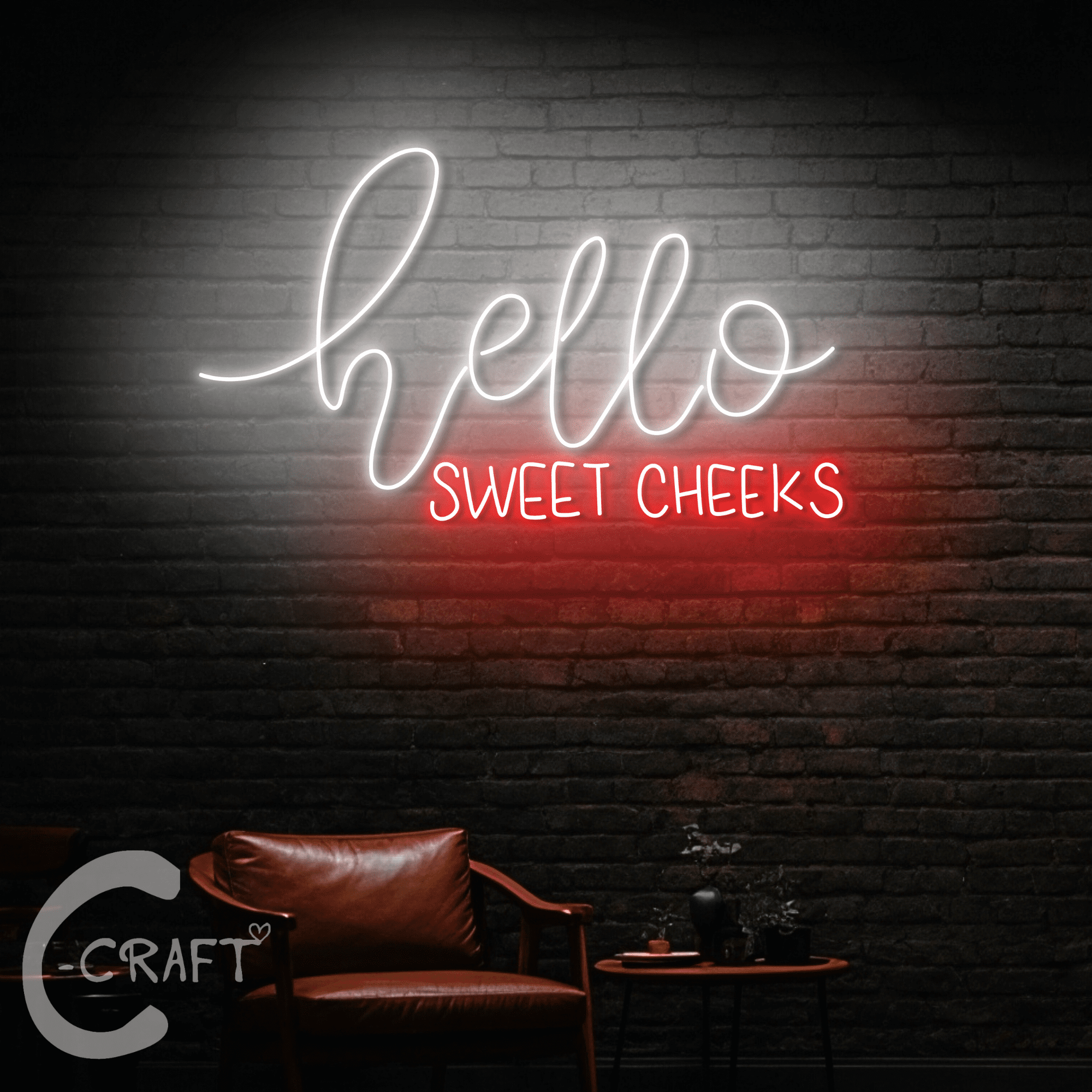 C-CRAFT Hello Sweet Cheeks Neon Led Light Up 27 inch for Toilet ...