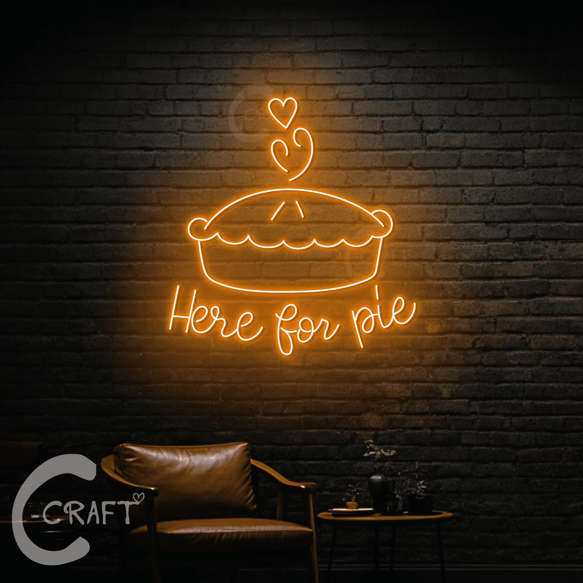 C-CRAFT Here For Pie Neon Sign Led Light Up 27 inch for Pie Shop Wall ...