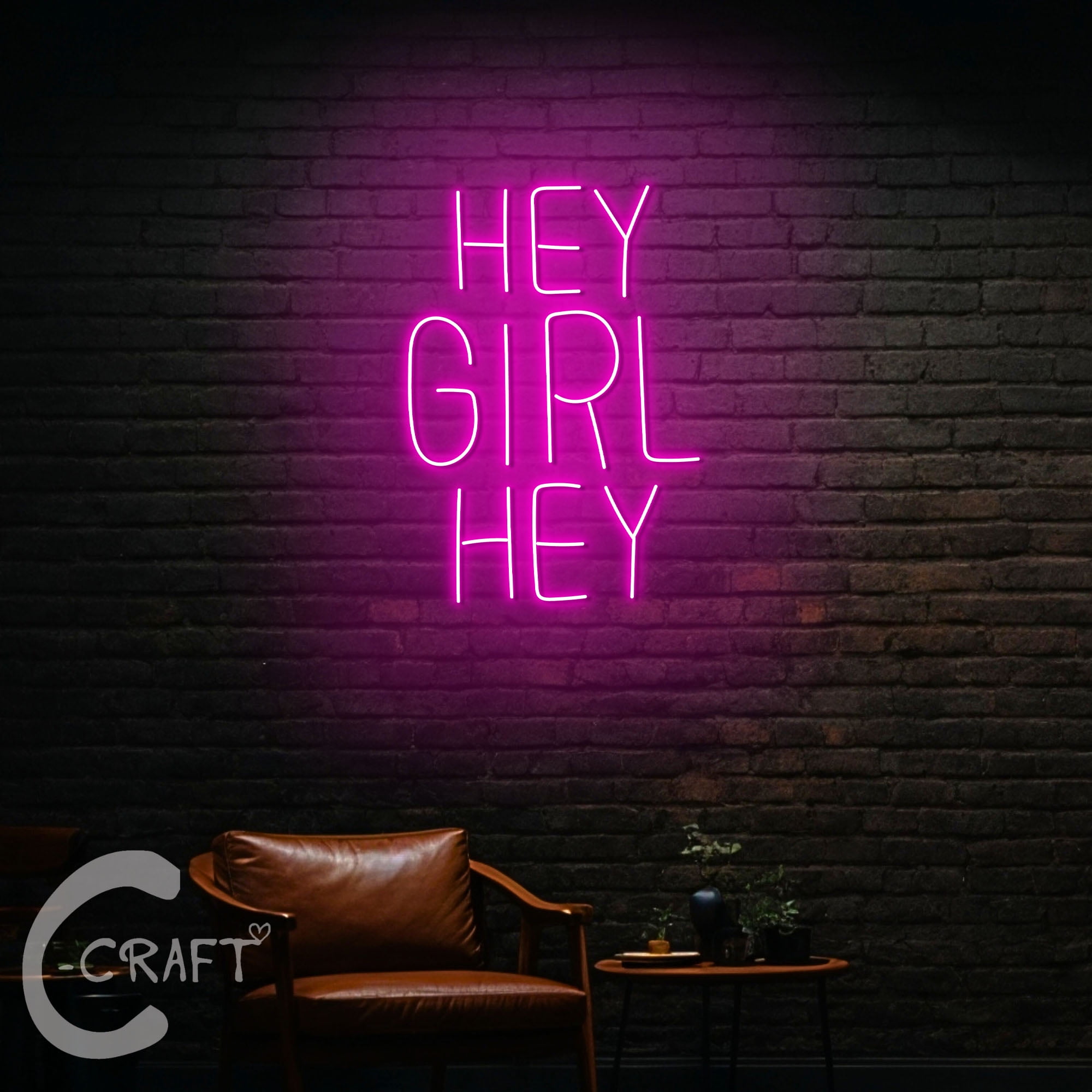 C-CRAFT Hey Girl Hey Neon Led Light Up 33 inch for Girl Club Party ...