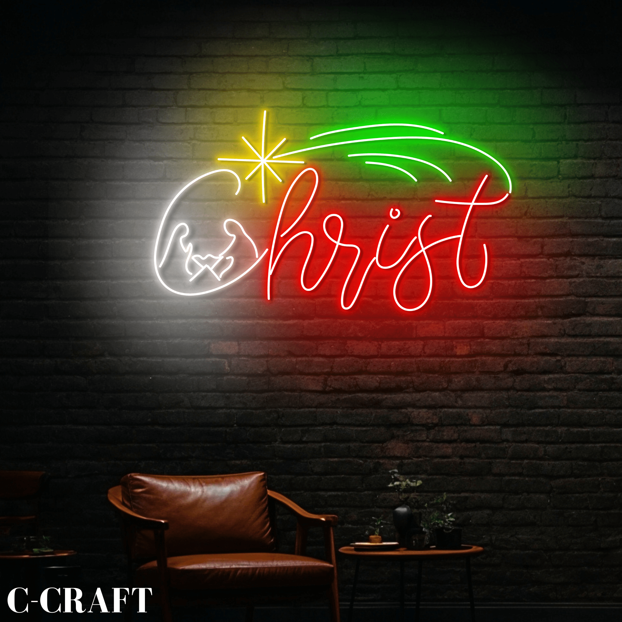 C-CRAFT Holy Family Christ Christmas Neon Led Light Wall Art for Home ...
