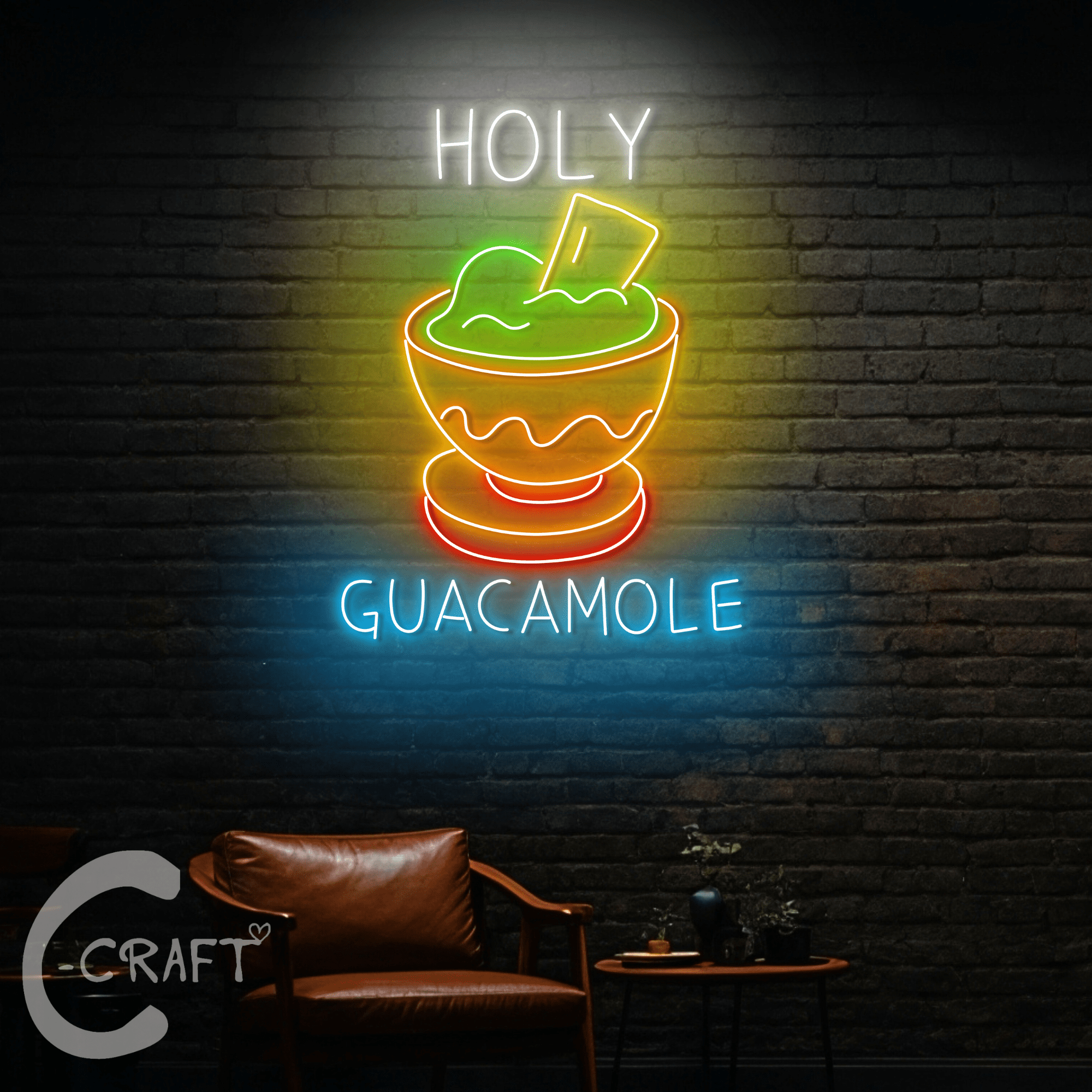C-CRAFT Holy Guacamole Led Wall Art Neon Light For Mexican Guacamole ...