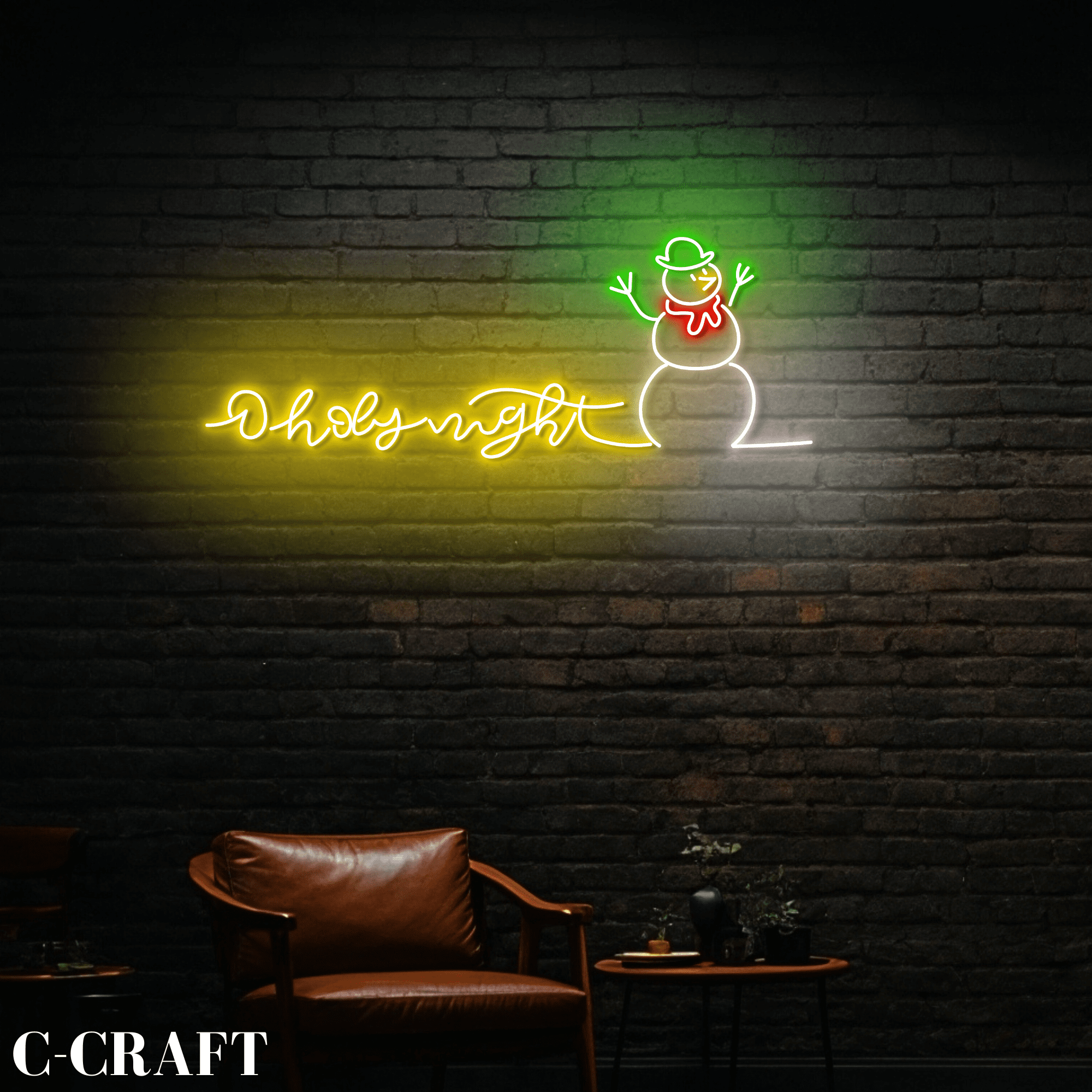 C-CRAFT Holy Night Snowman Christmas Neon Sign Wall Decor LED Light ...