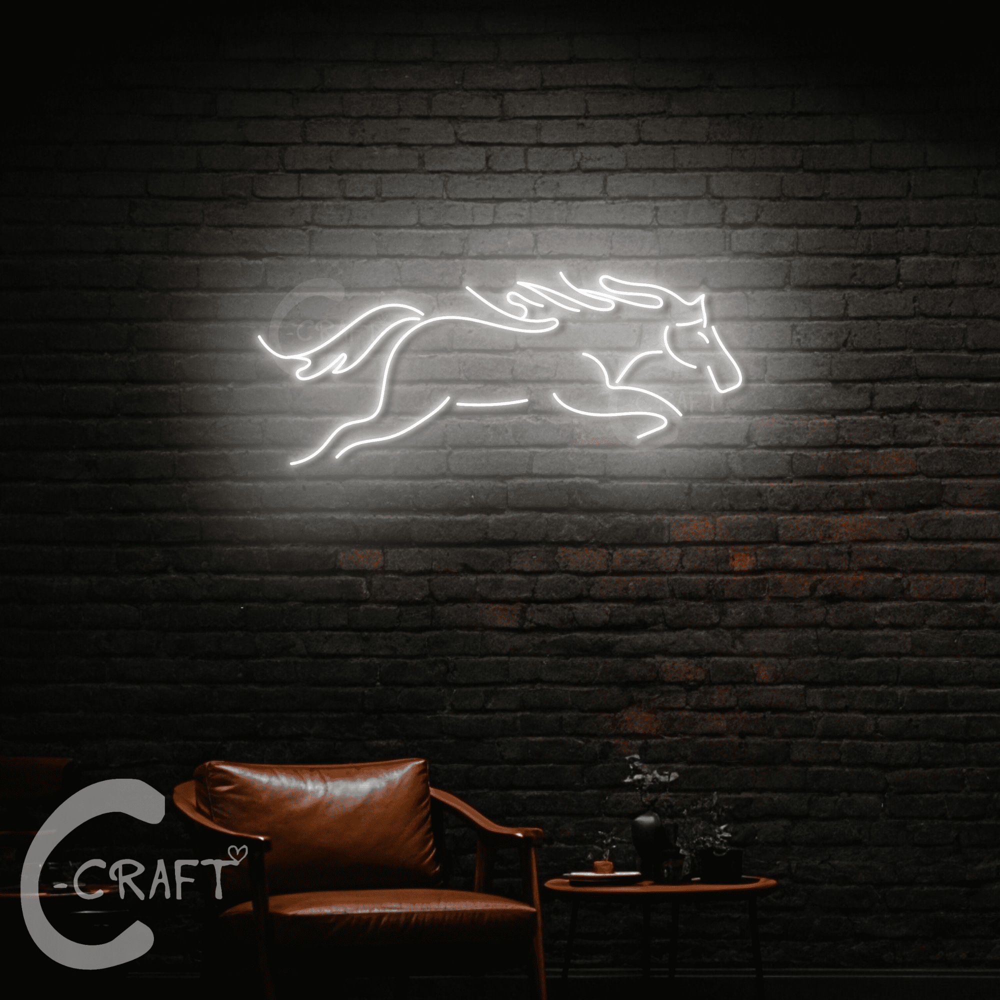 C-CRAFT Horse Neon Sign Led Light Up 35 inch for Man Cave Decor Wall ...