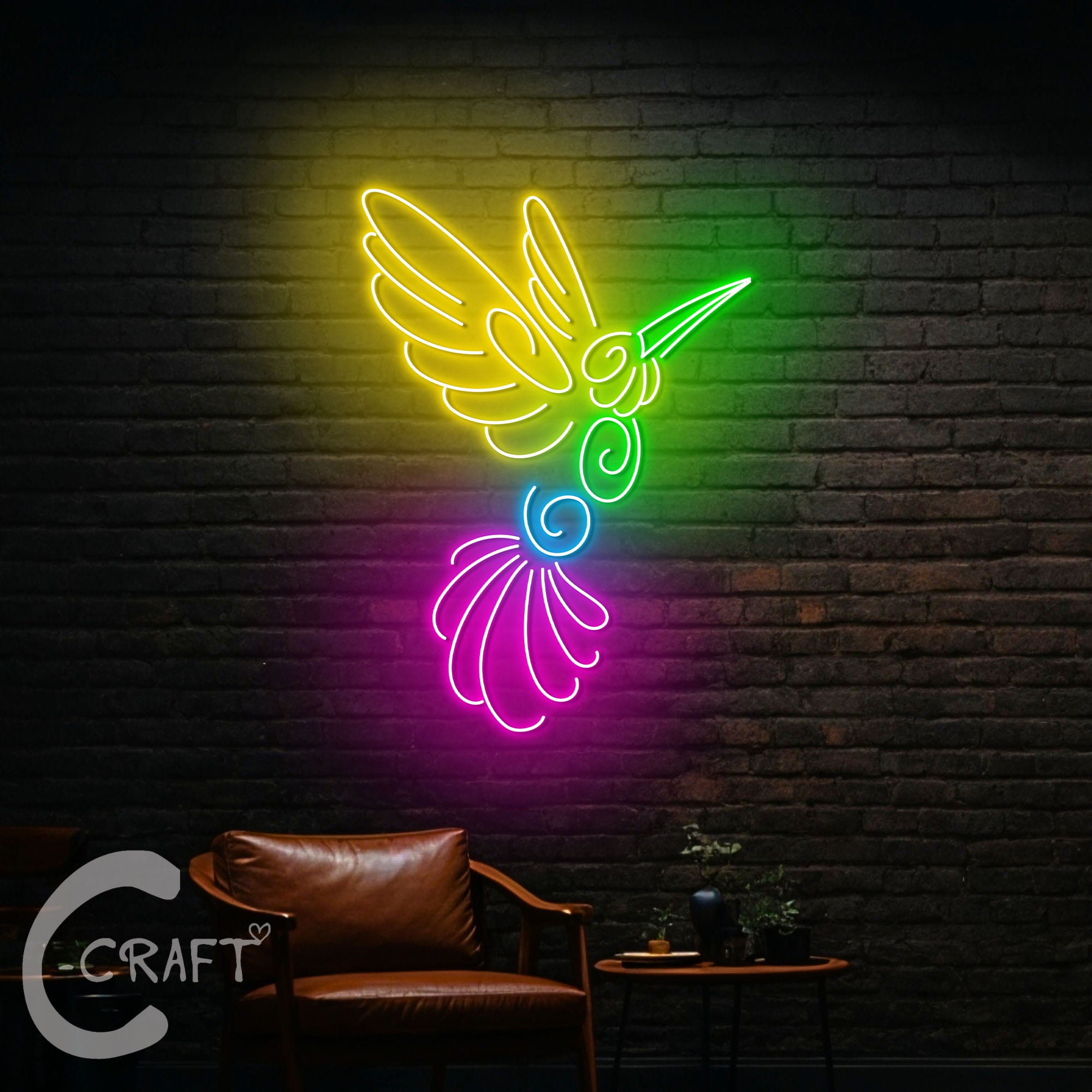 C-CRAFT Hummingbird Neon Led Light Up 20 inch for Bird Shop Bedroom ...